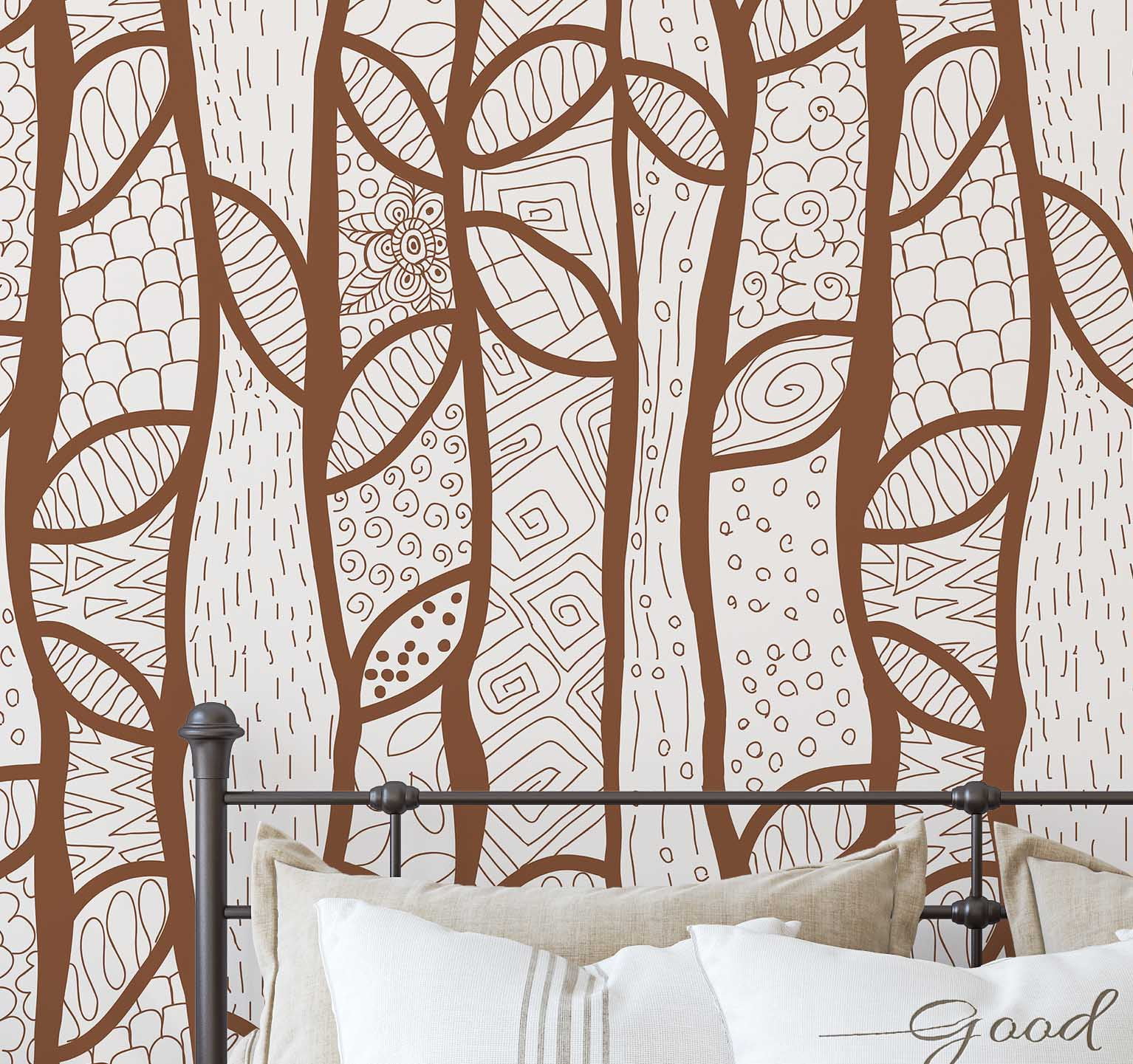 S4Sassy Modern Abstract Tree Pattern Wallpaper- Brown Wall Covering,25 ...