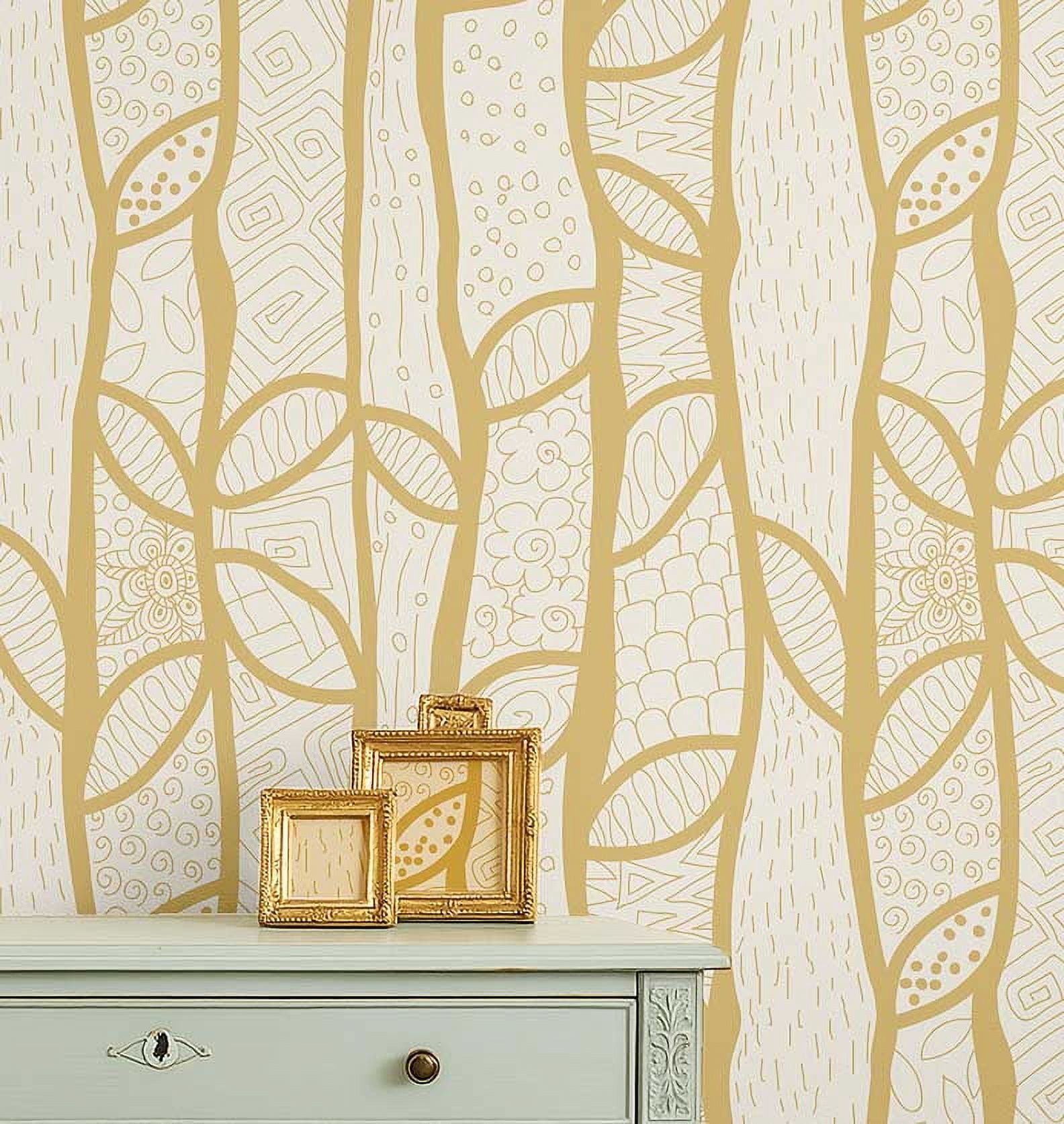 S4Sassy Modern Abstract Tree Pattern Wallpaper - Yellow Wall Covering ...