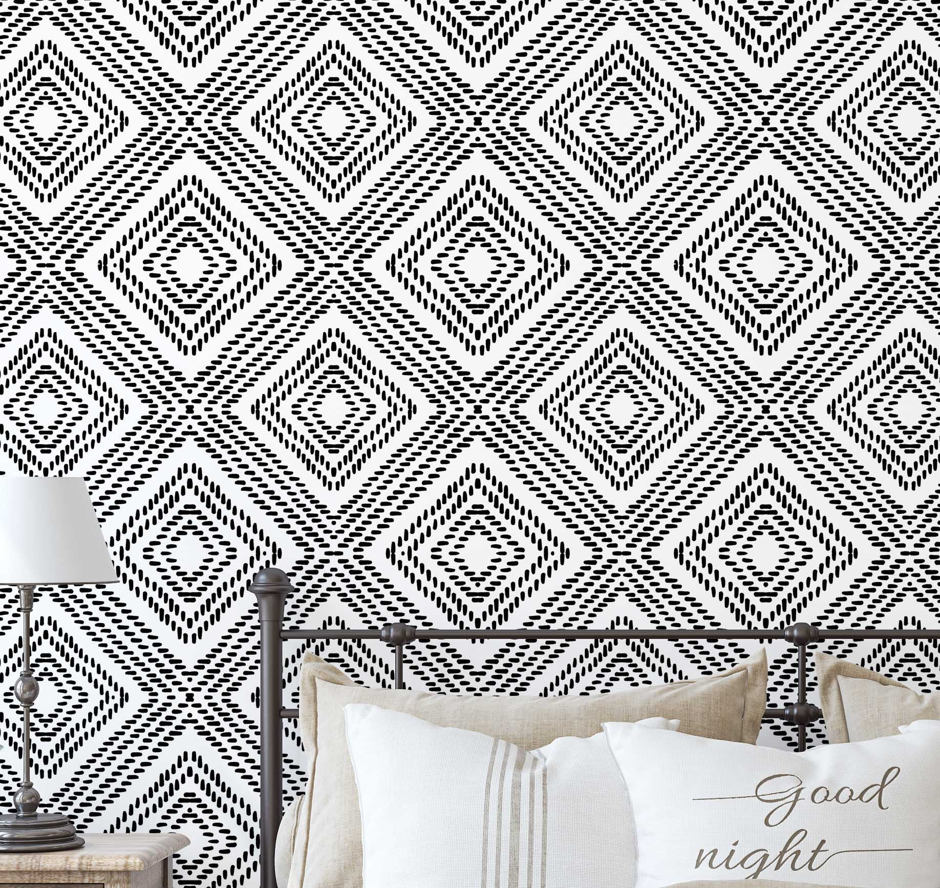 S4Sassy Modern Geometric Diamond Print Wallpaper - White Wall Covering ...