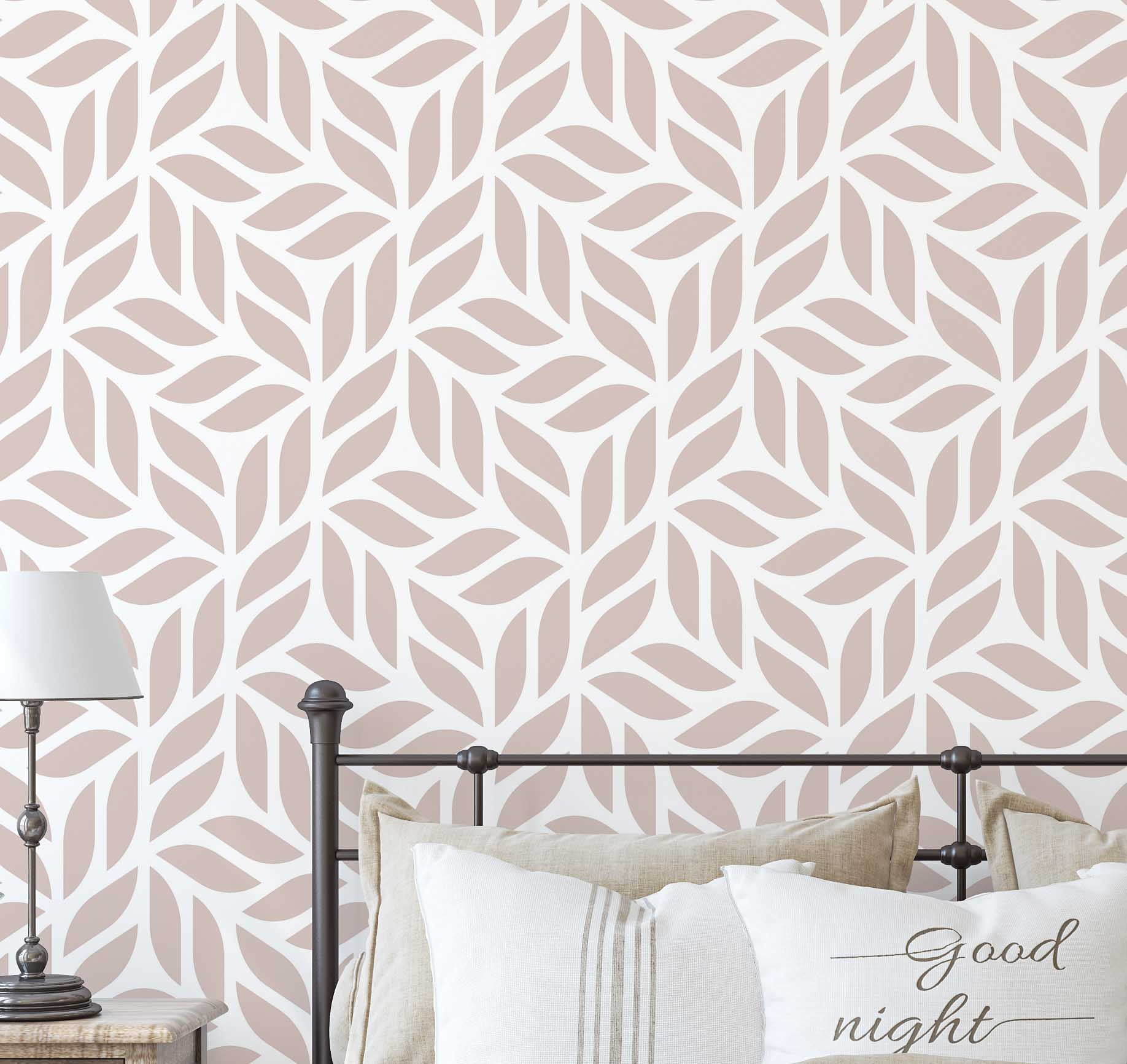 S4Sassy Modern Leaf Grid Print Wallpaper - Pink Wall Covering, 25" X ...
