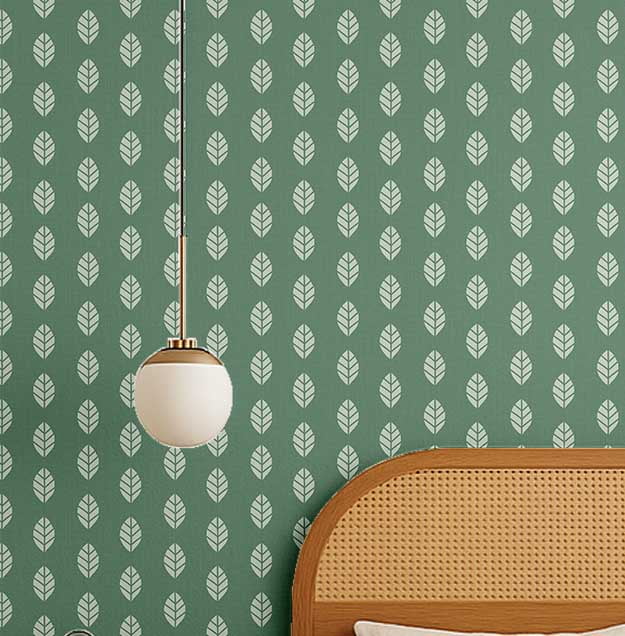 S4Sassy Modern Leaf Wallpaper Green Walls Covering, 25" x 120" Self ...