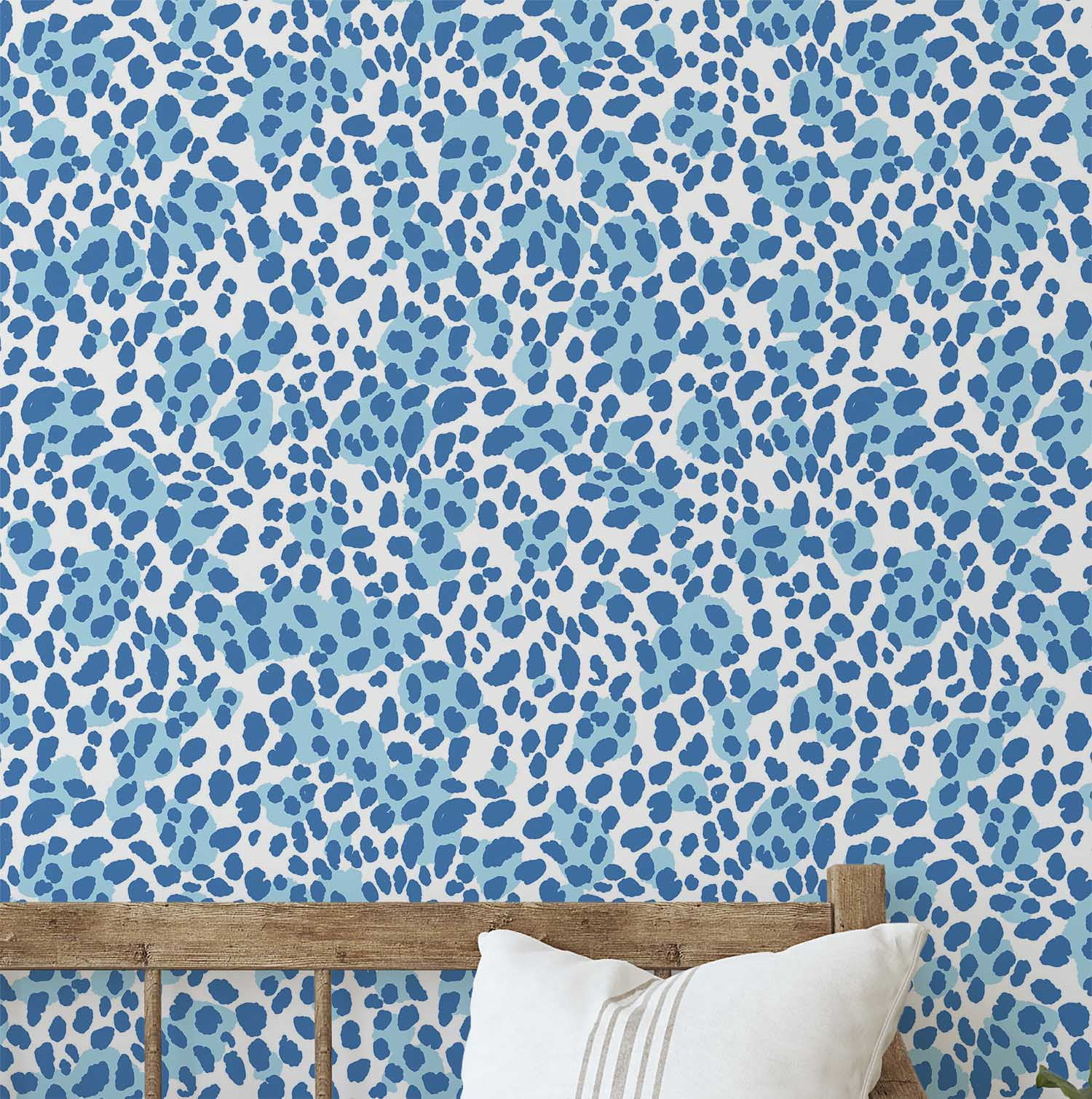 S4Sassy Modern Leopard Print Wallpaper - Blue Wall Covering, 25" X 240 ...