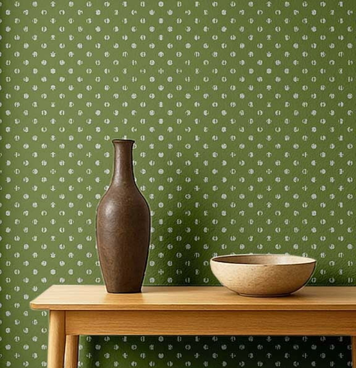 S4Sassy Modern Minimal Dot Wallpaper - Green Wall Covering, 25" x 60 ...