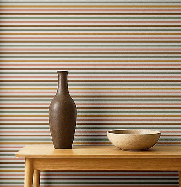 S4Sassy Modern Neutral Stripe Wallpaper - Multicolor Wall Covering, 25 ...