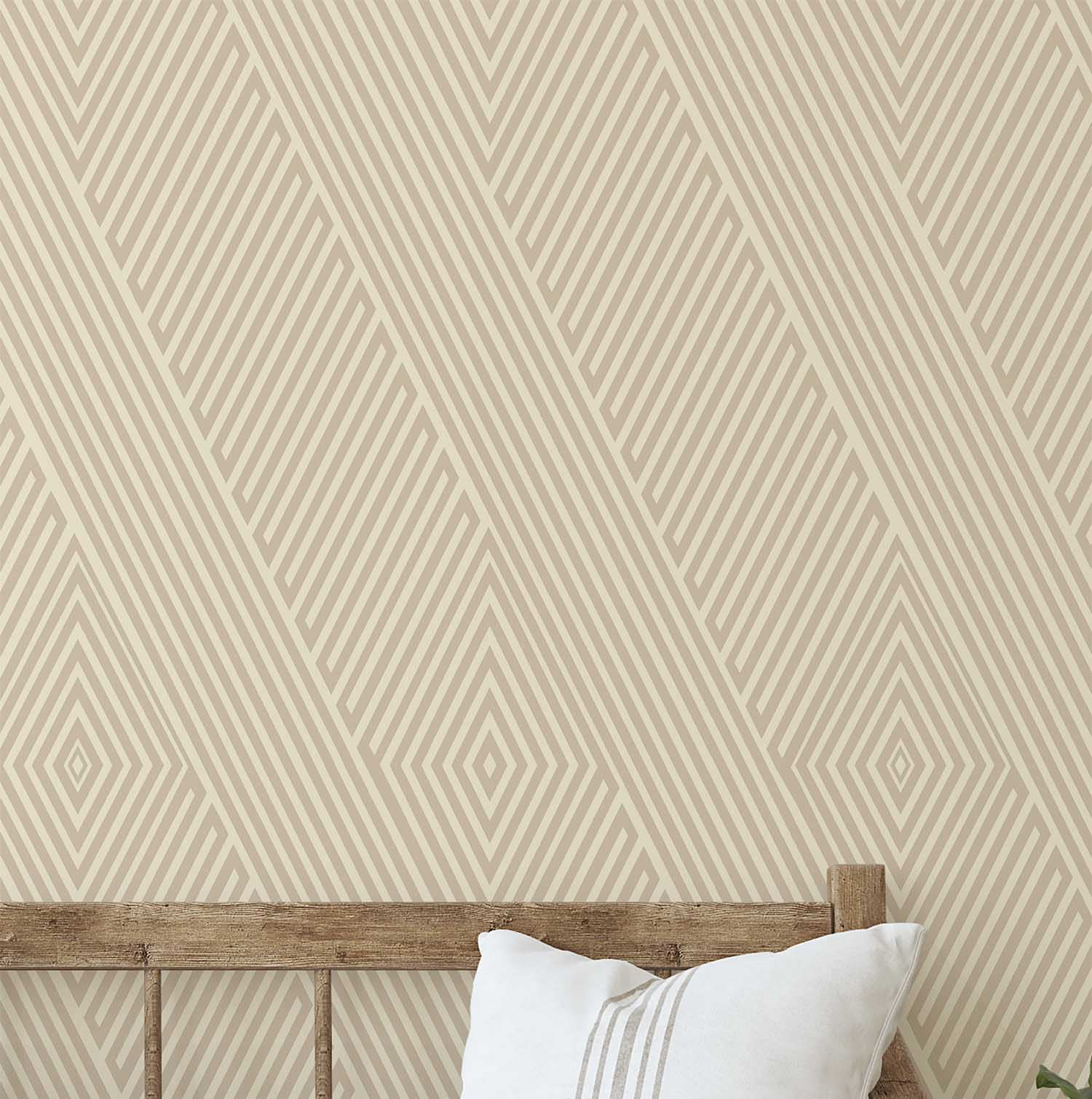 S4Sassy Modern Optical Stripes Wallpaper Beige Walls Covering, 25" x ...