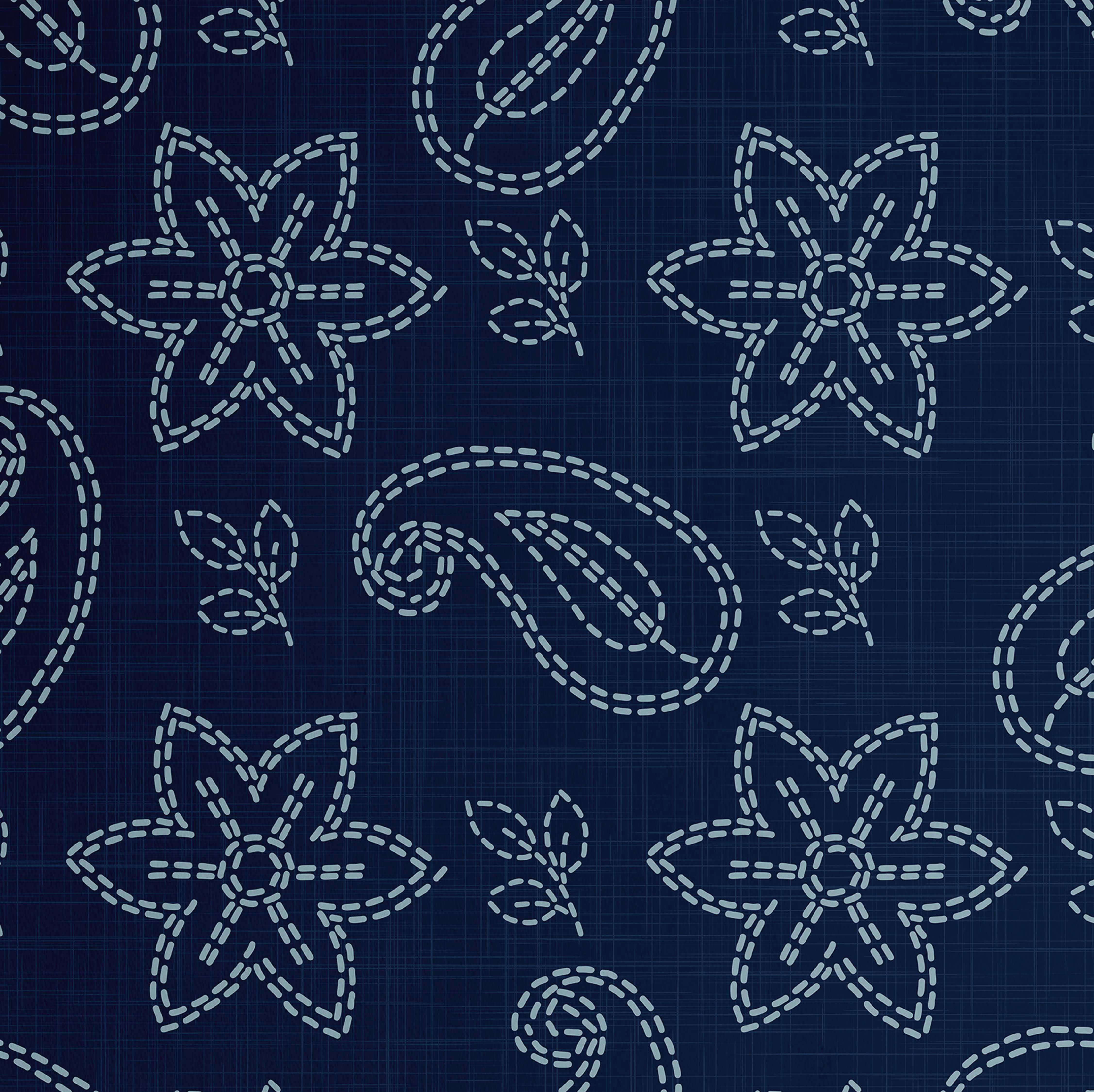S4Sassy Modern Paisley Stitch Wallpaper - Blue Wall Covering, 25" X 60 ...