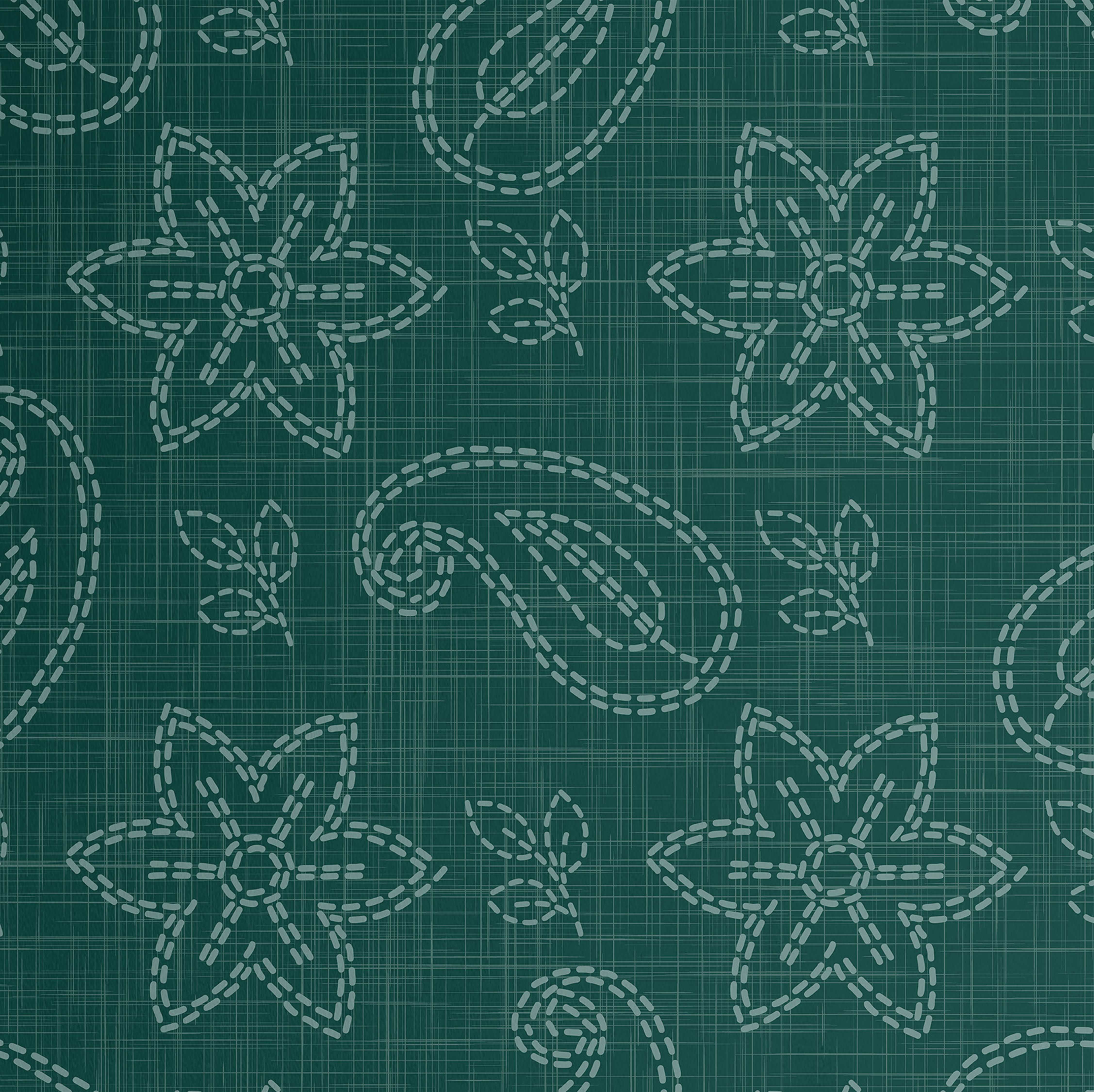S4Sassy Modern Paisley Stitch Wallpaper - Teal Wall Covering, 25" X 60 ...