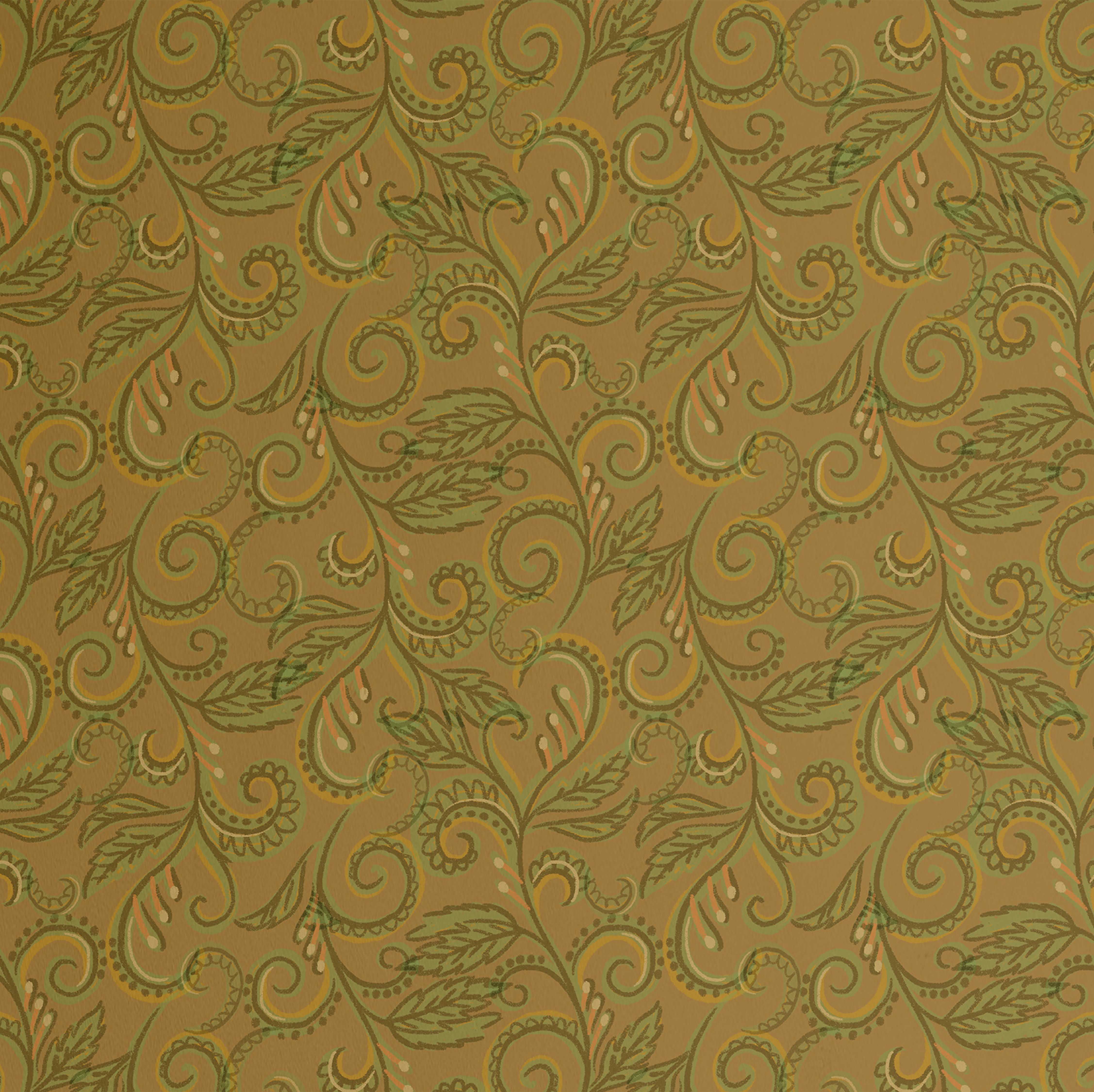 S4Sassy Modern Paisley Vine Print Wallpaper- Green Bohemian Walls ...
