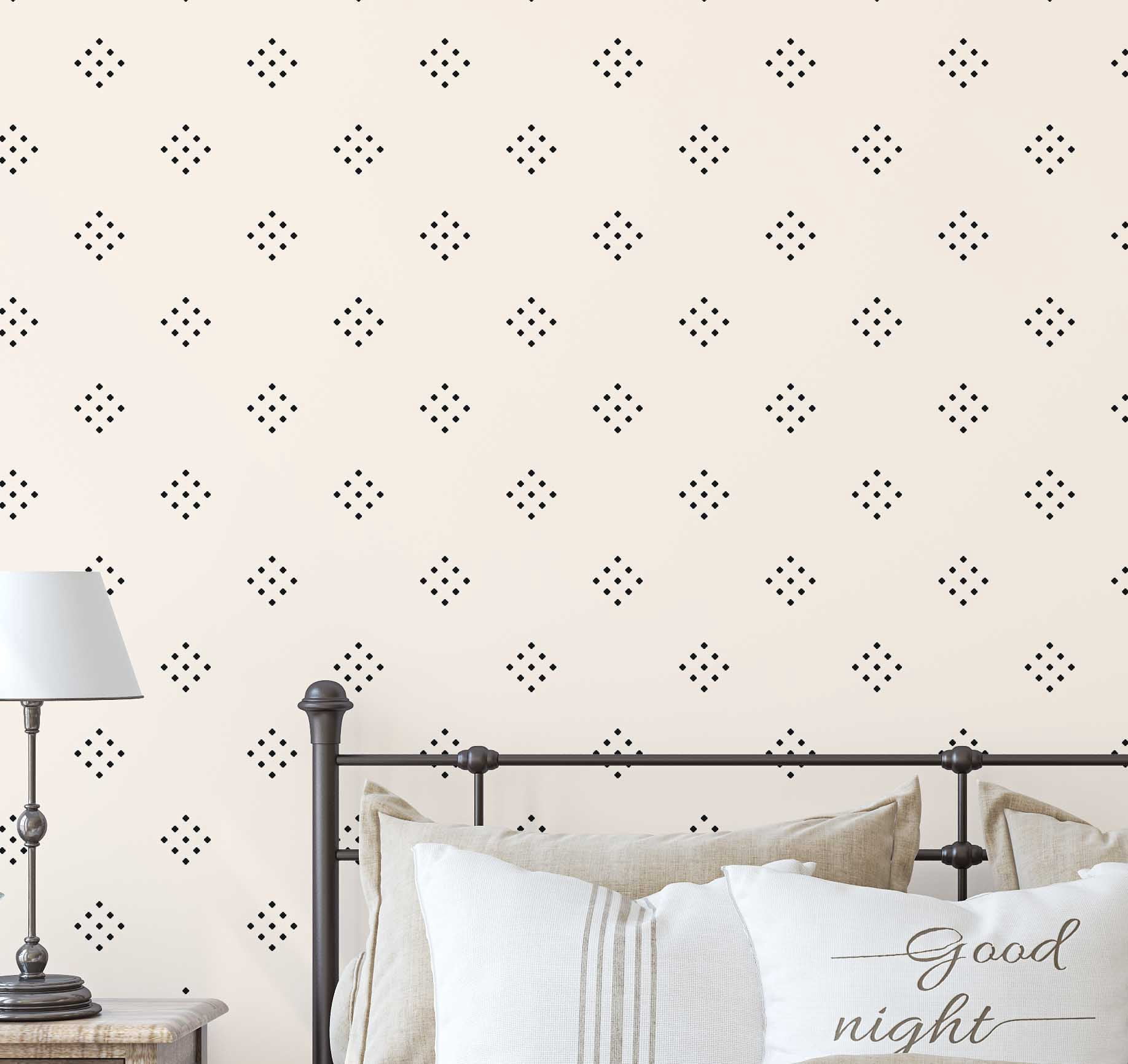 S4Sassy Modern Polka Dotted Diamond Wallpaper- White Bohemian Wall ...