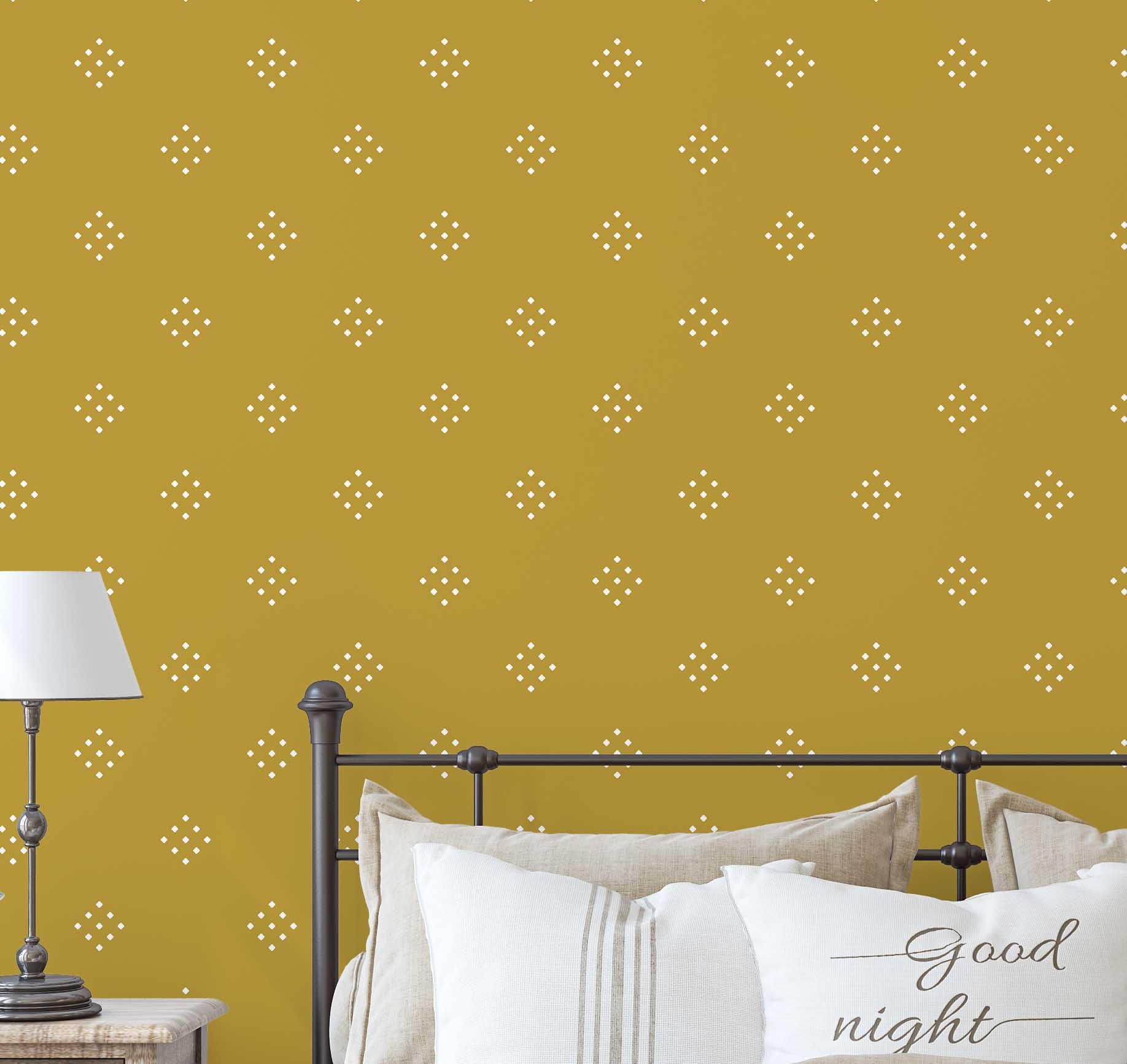 S4Sassy Modern Polka Dotted Diamond Wallpaper- Yellow Bohemian Wall ...