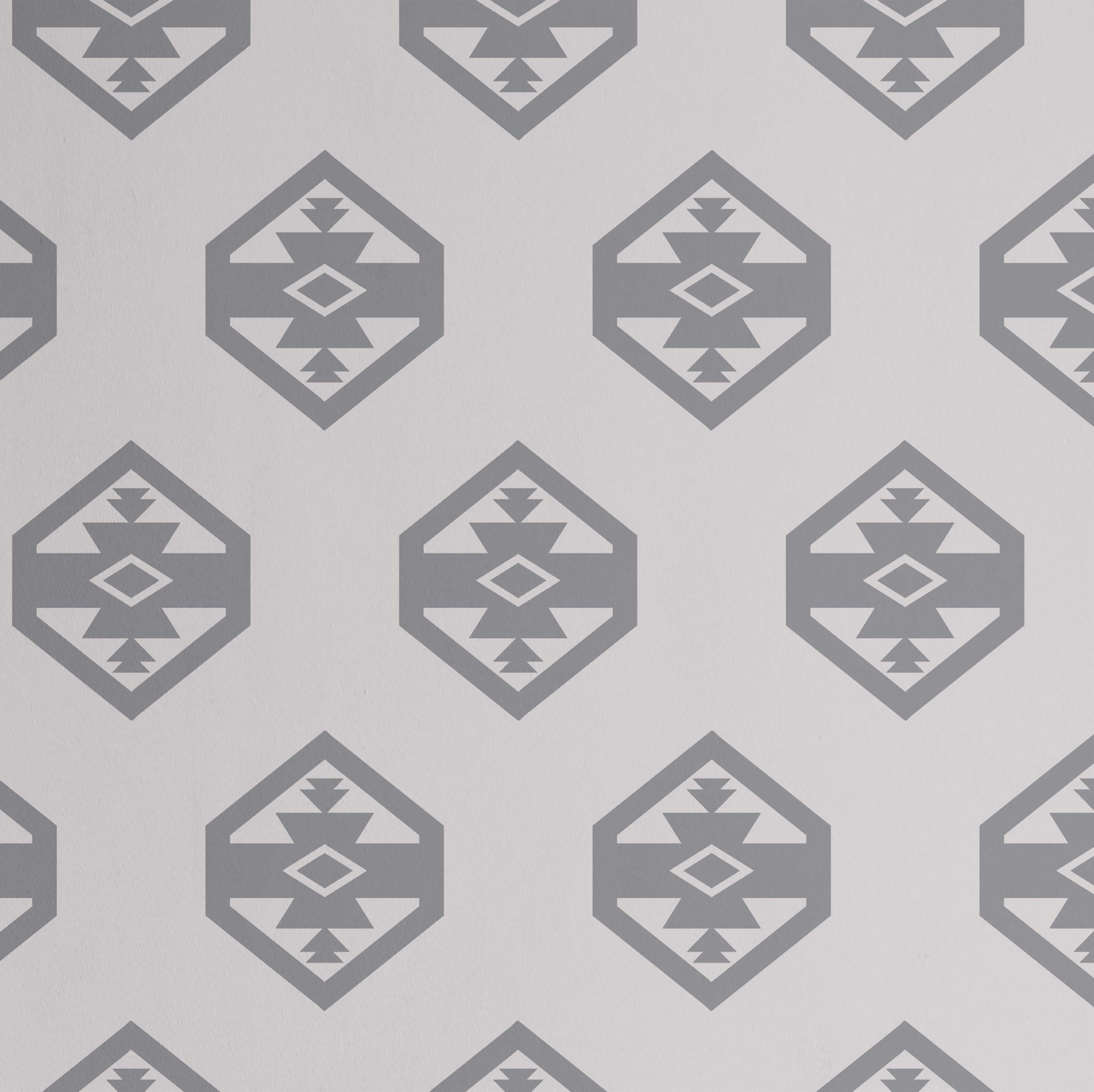 S4Sassy Modern Tribal Symbol Wallpaper - Gray Bohemian Wall Covering ...