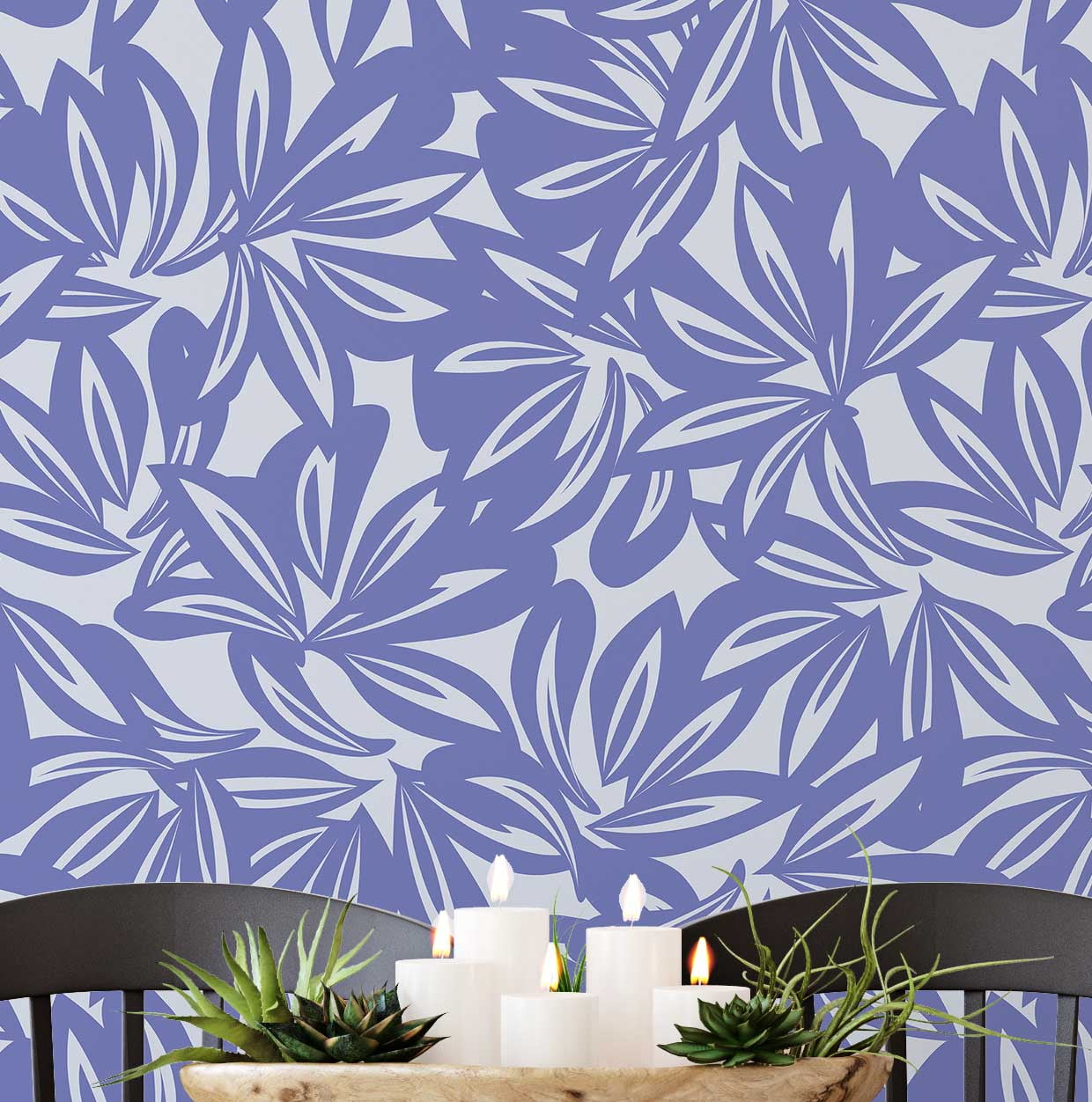 S4Sassy Modern Tropical Leaf Print Wallpaper - Blue Wall Covering, 25 ...