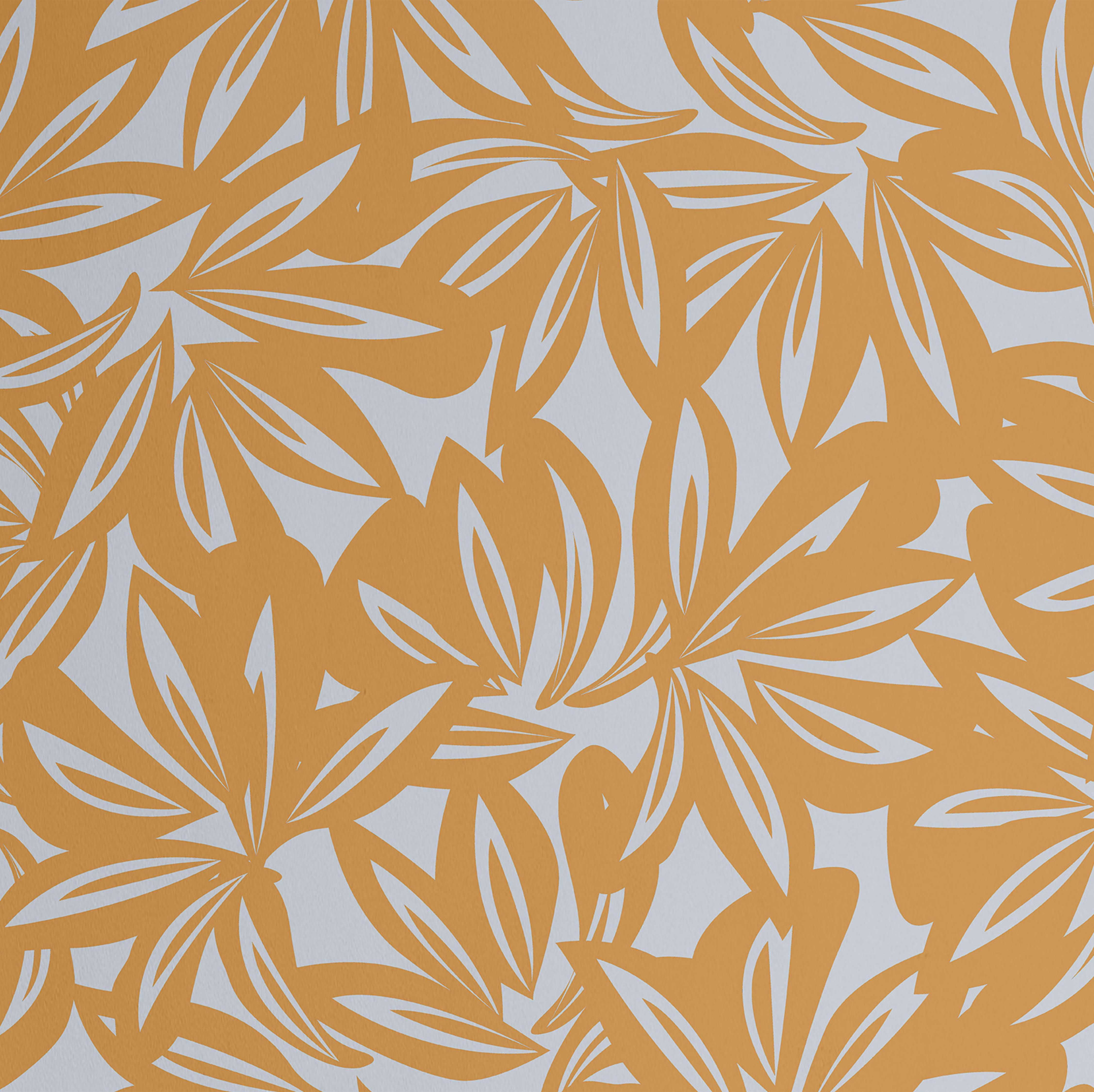 S4Sassy Modern Tropical Leaf Print Wallpaper - Orange Wall Covering, 25 ...