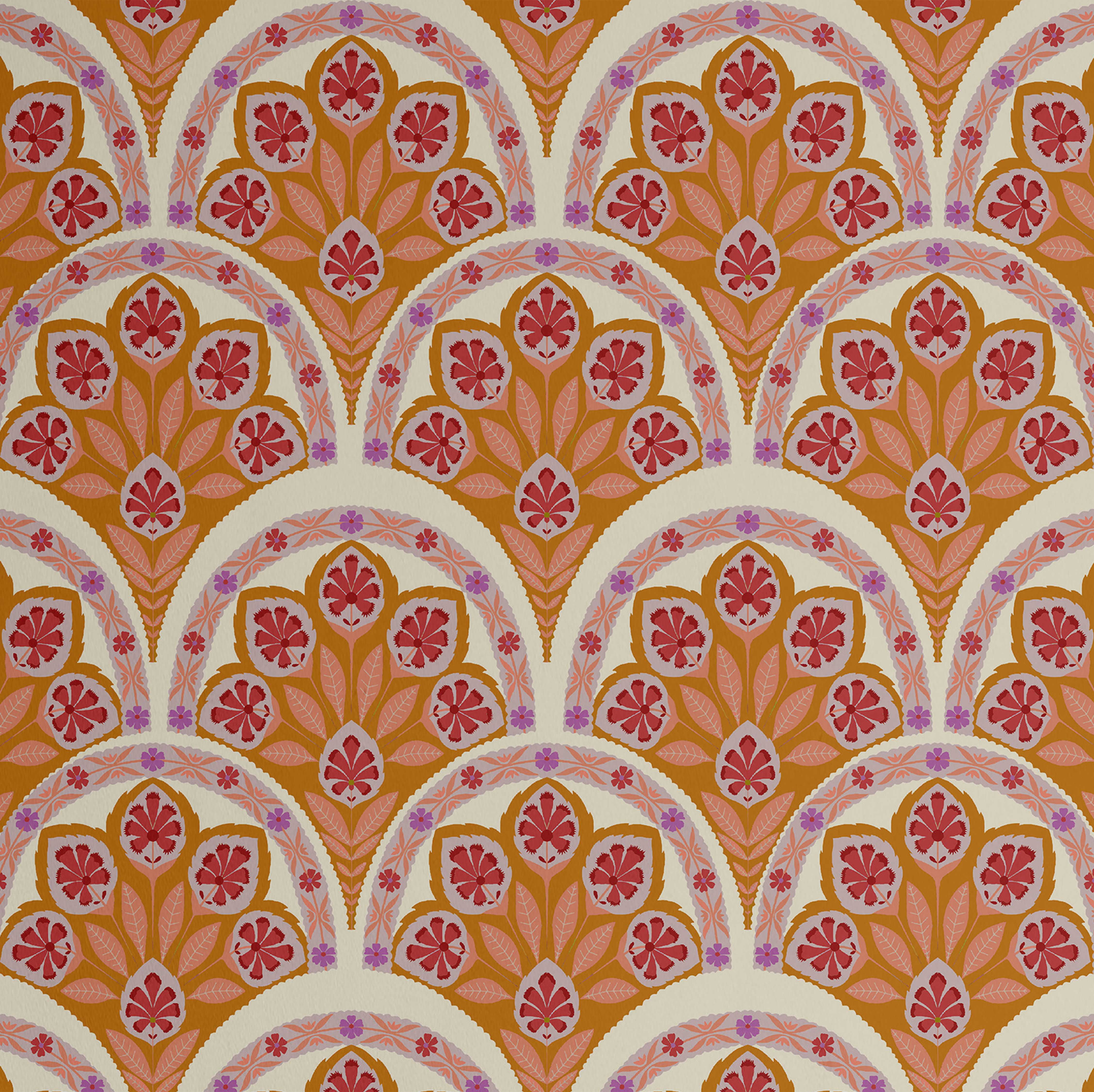 S4Sassy Modern Vintage Floral Arch Wallpaper - Yellow Wall Covering, 25 ...