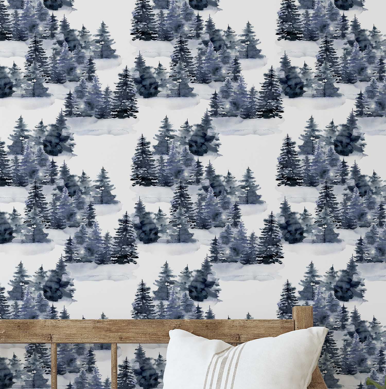 S4Sassy Modern Winter Jungle Wallpaper - Blue Wall Covering, 25" X 120 ...