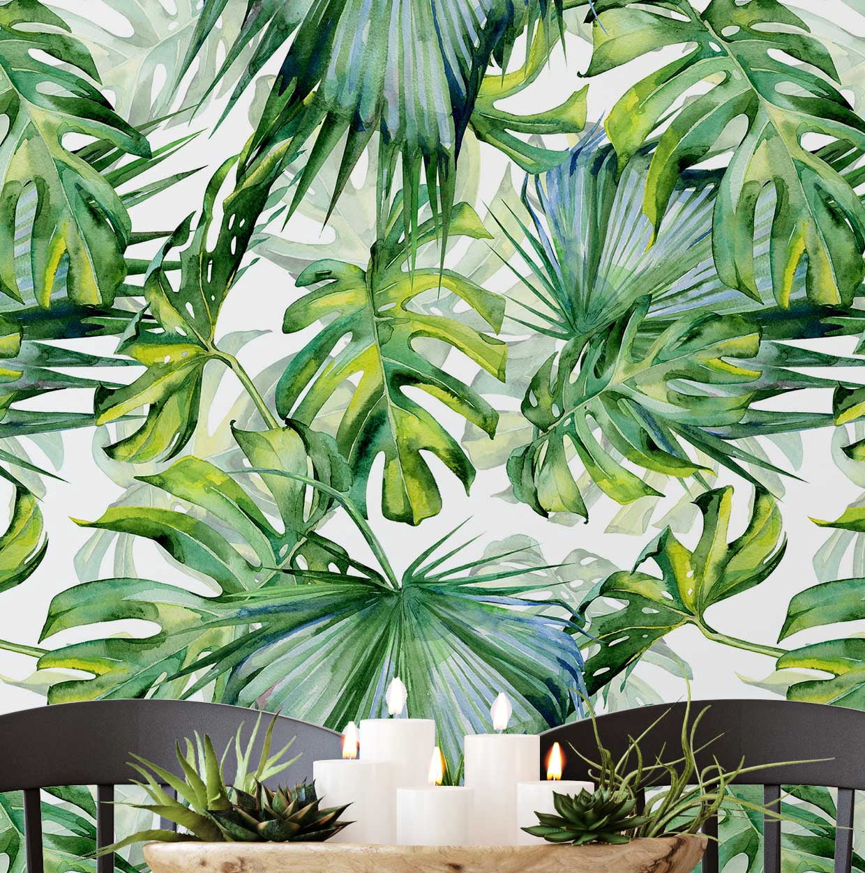 S4Sassy Monstera Leaf Wallpaper - Green Wall Covering, 25" X 60" Self ...