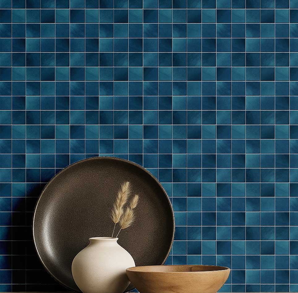 S4Sassy Mosaic Tile Wallpaper - Teal Wall Covering, 25" X 360" Self ...