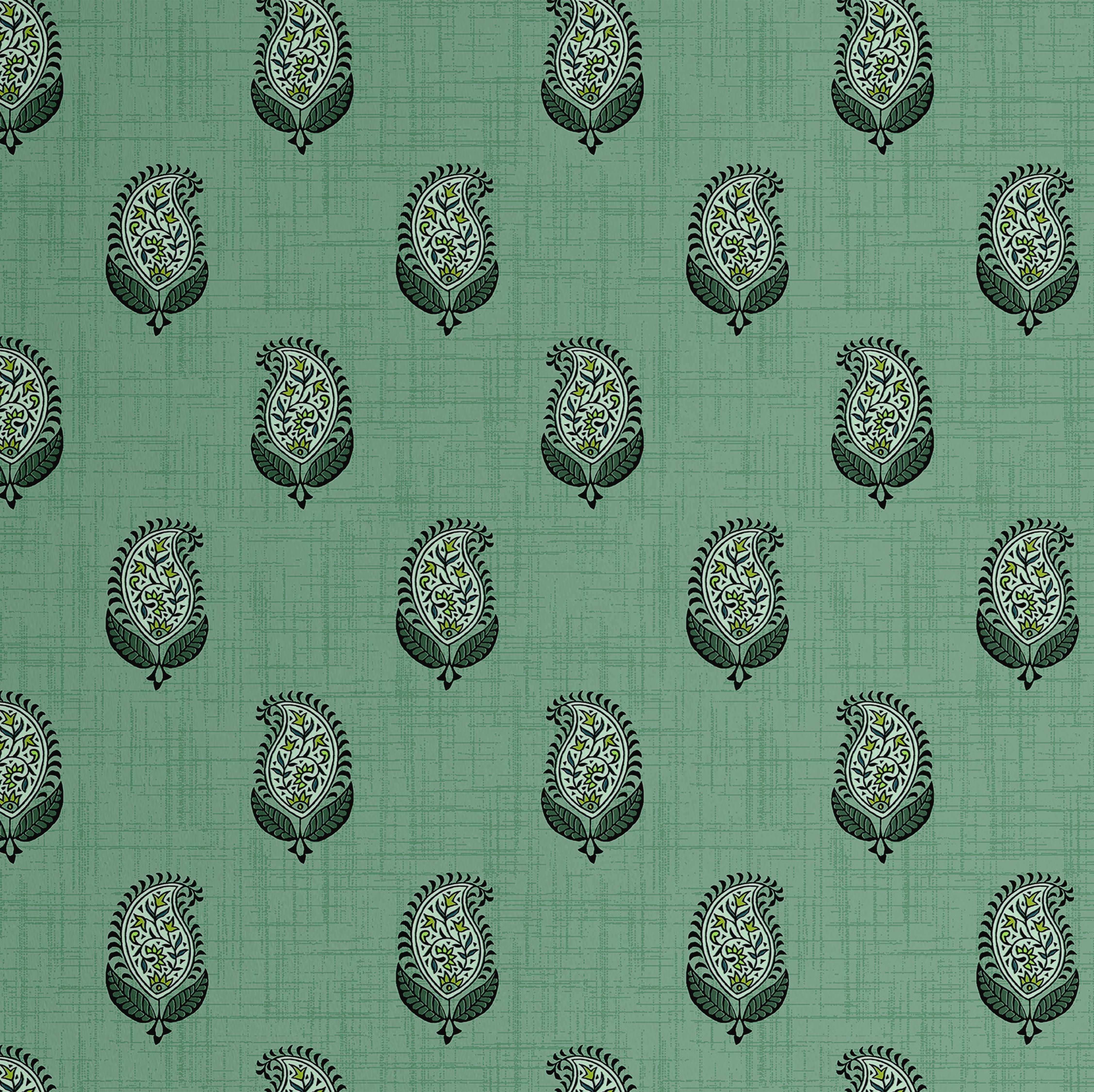 S4Sassy Paisley Block Print Wallpaper - Asian Style Wall Covering, 25 ...