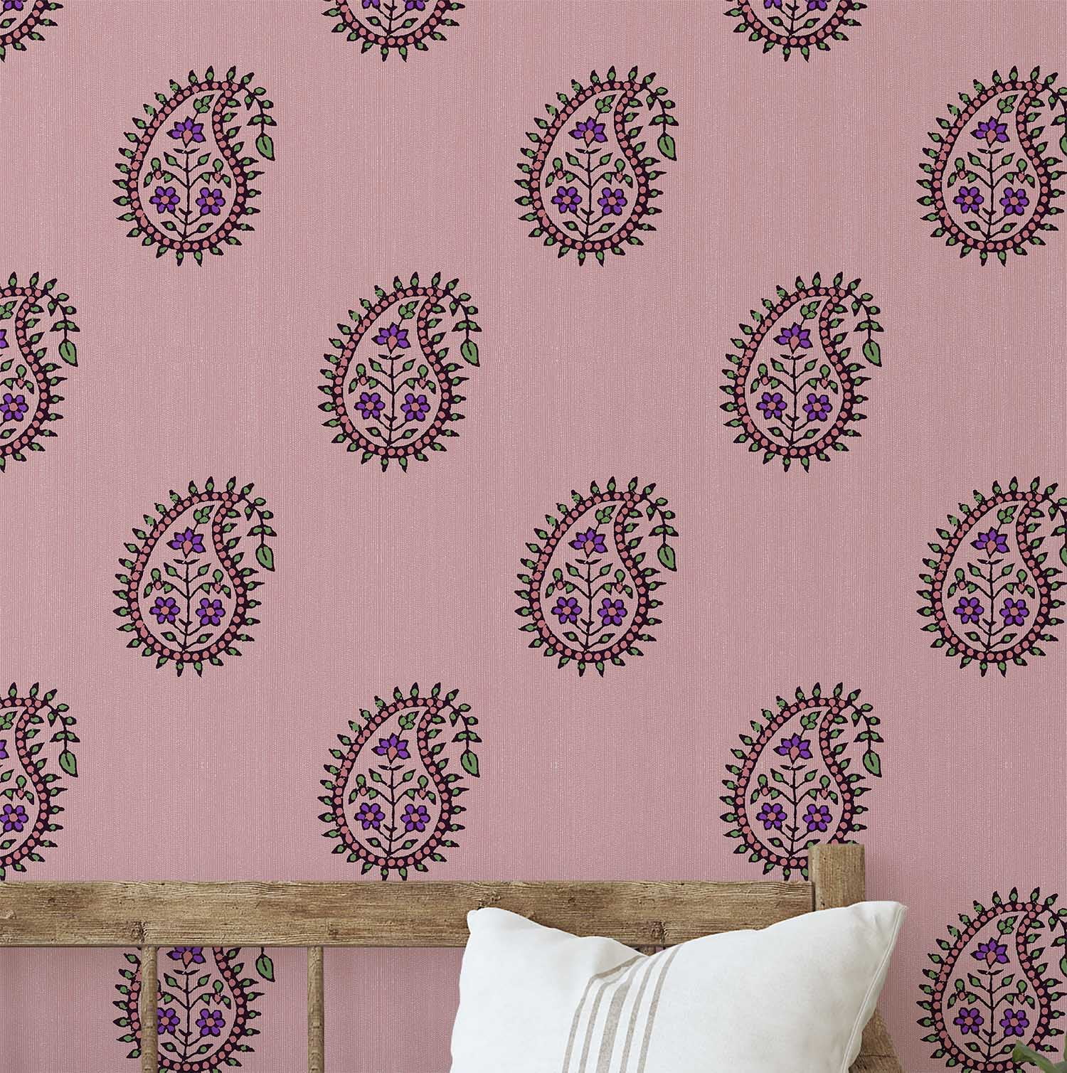 S4Sassy Paisley Buta Wallpaper - Asian Style Wall Covering, 25" x 120 ...