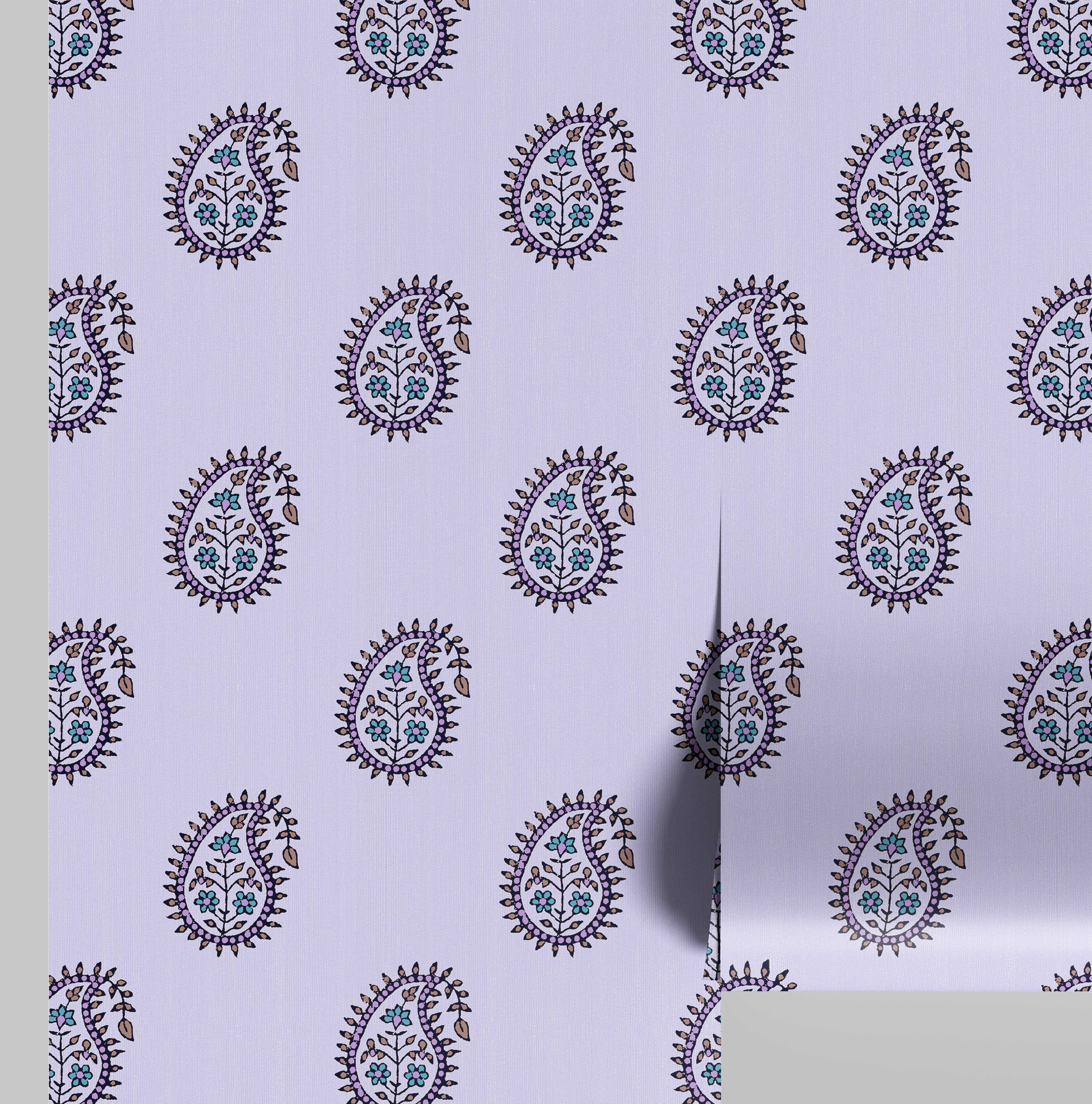 S4Sassy Paisley Buta Wallpaper - Asian Style Wall Covering, 25" x 360 ...