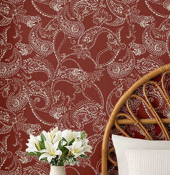 S4Sassy Paisley Floral Wallpaper- Asian Style Wall Covering, 25"X 360 ...
