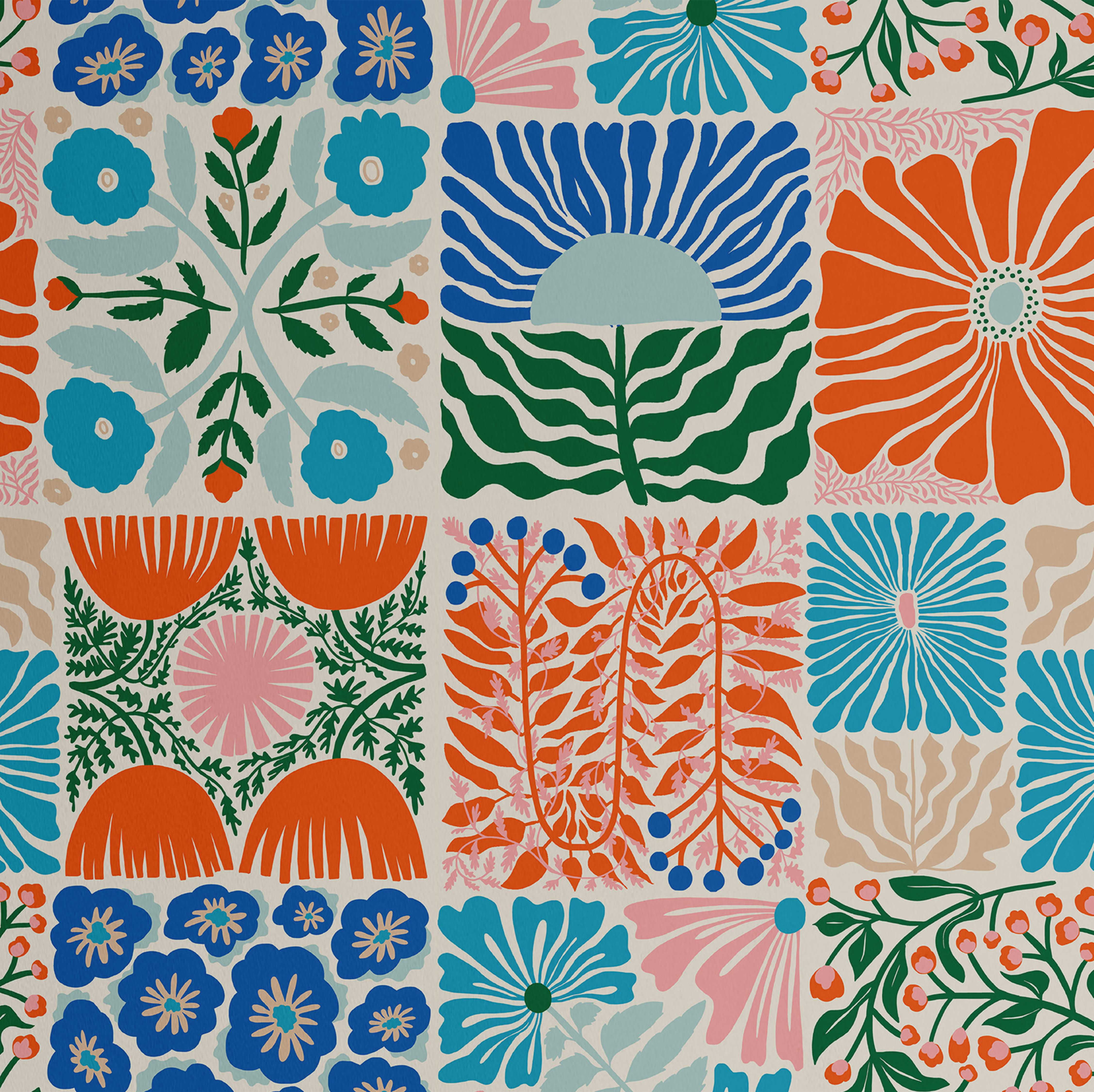 S4Sassy Patchwork Floral Wallpaper - Multi Wall Covering, 25" x 360 ...