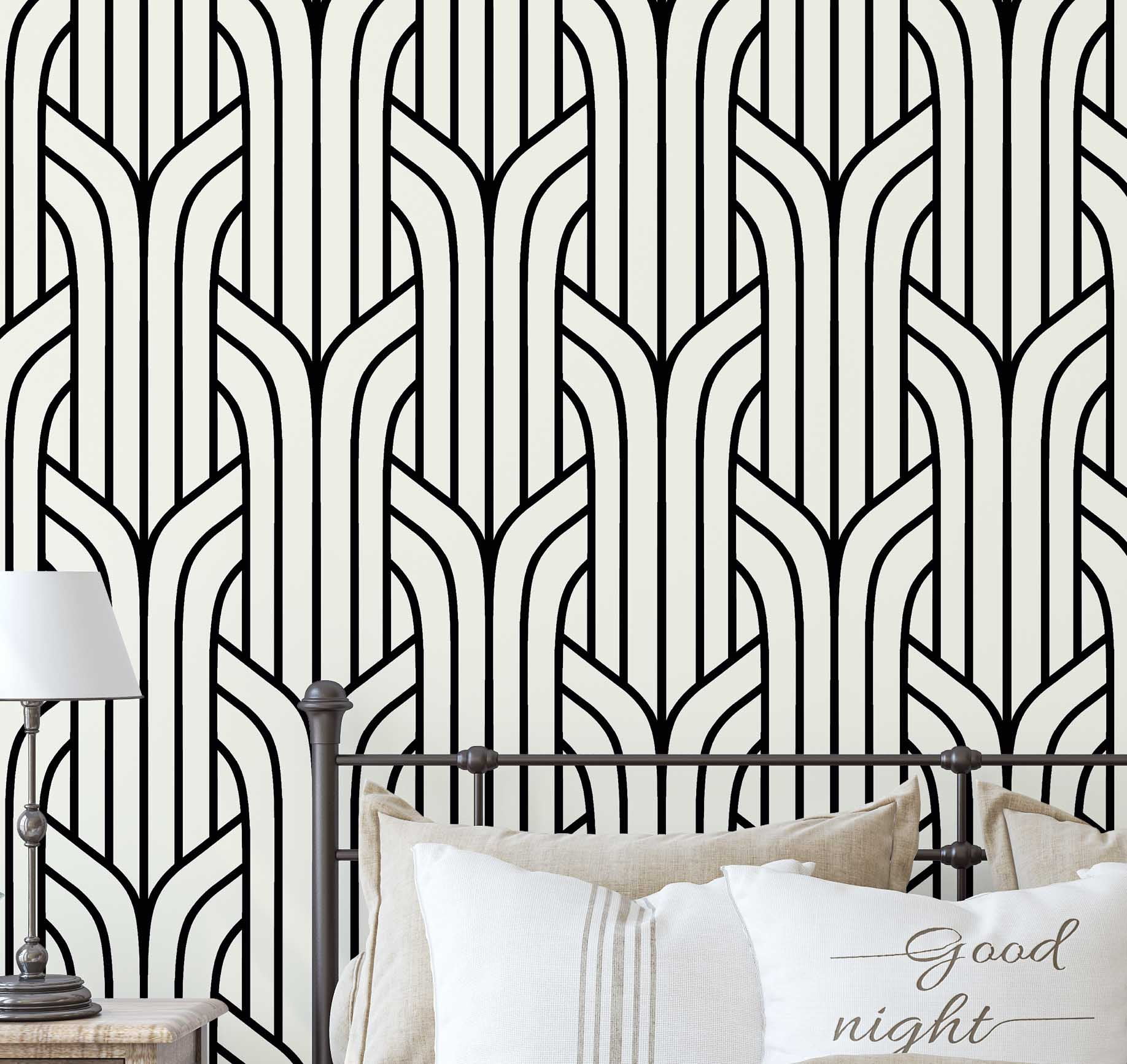 S4Sassy Peel & Stick Textured Vinyl Wallpaper, Art Deco Streamline ...