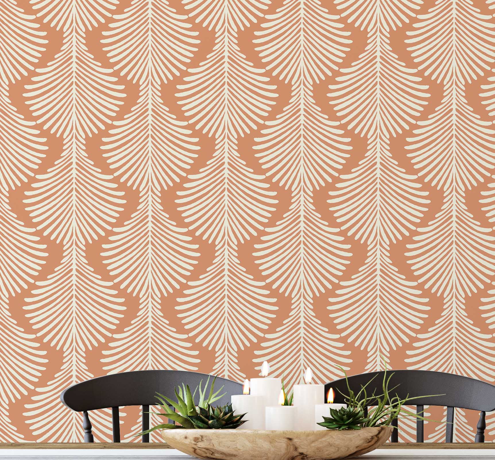 S4Sassy Peel & Stick Textured Vinyl Wallpaper, Monochrome Pine Leaf ...