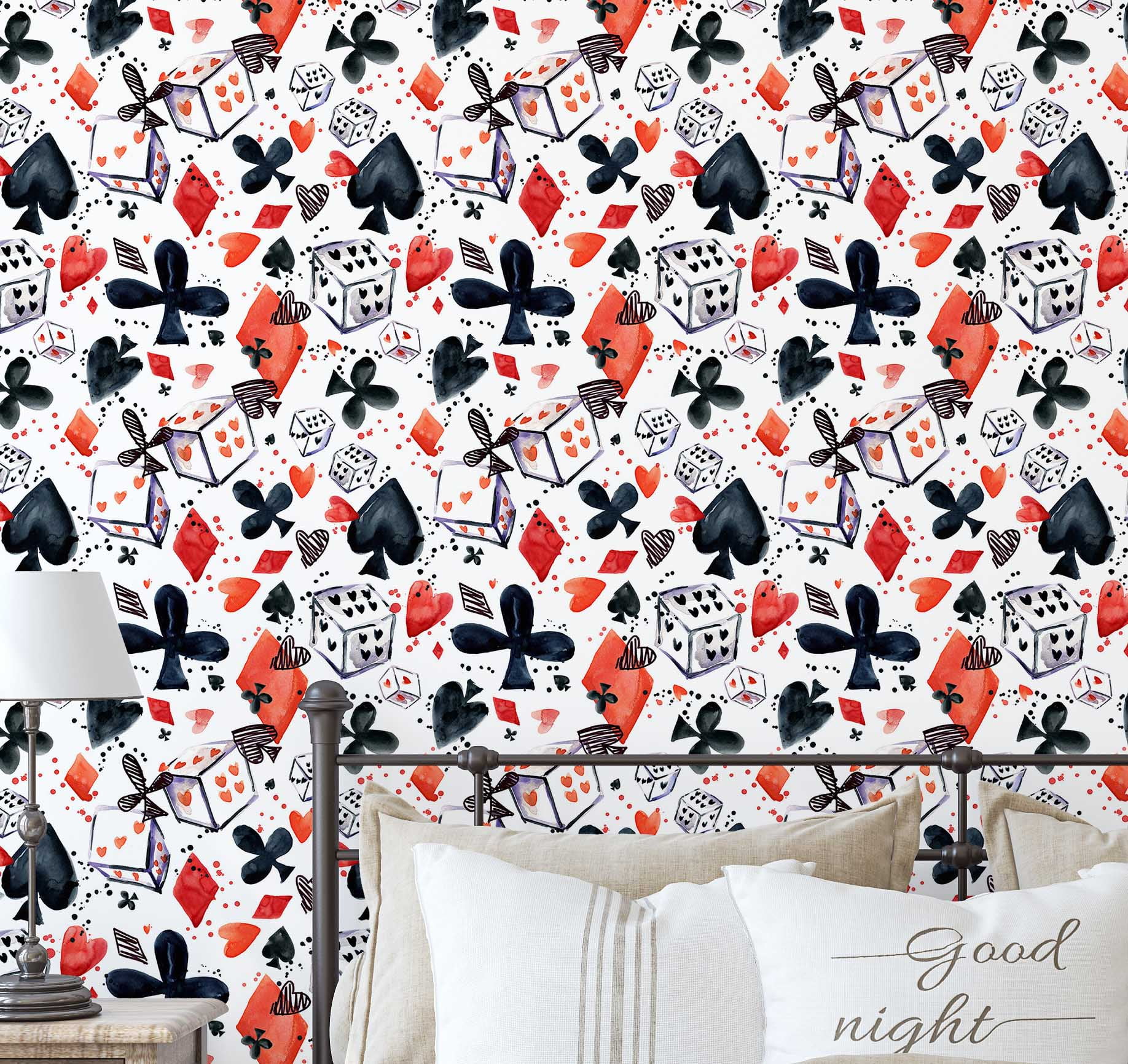 S4Sassy Peel & Stick Textured Vinyl Wallpaper, Urban Chic Cards Print ...