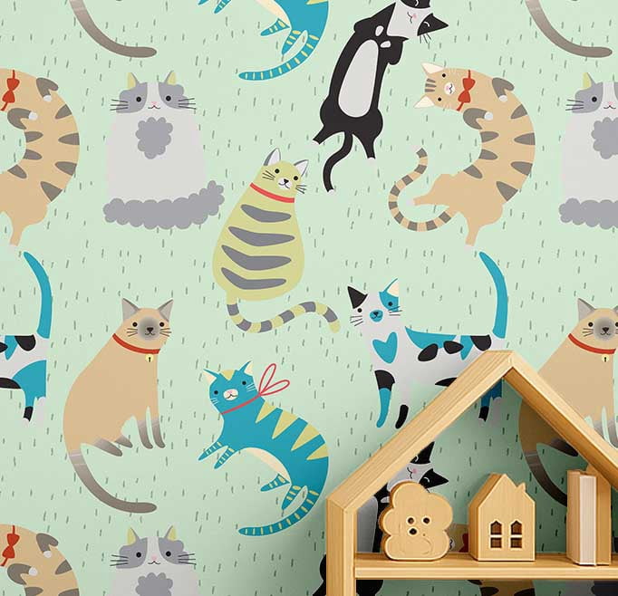 S4Sassy Peel & Stick Vinyl Wallpaper, Cat Print Wallpaper Contact Paper ...
