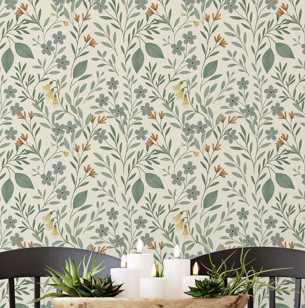 S4Sassy Peel & Stick Vinyl Wallpaper, Chic Floral Vine Print Wallpaper ...