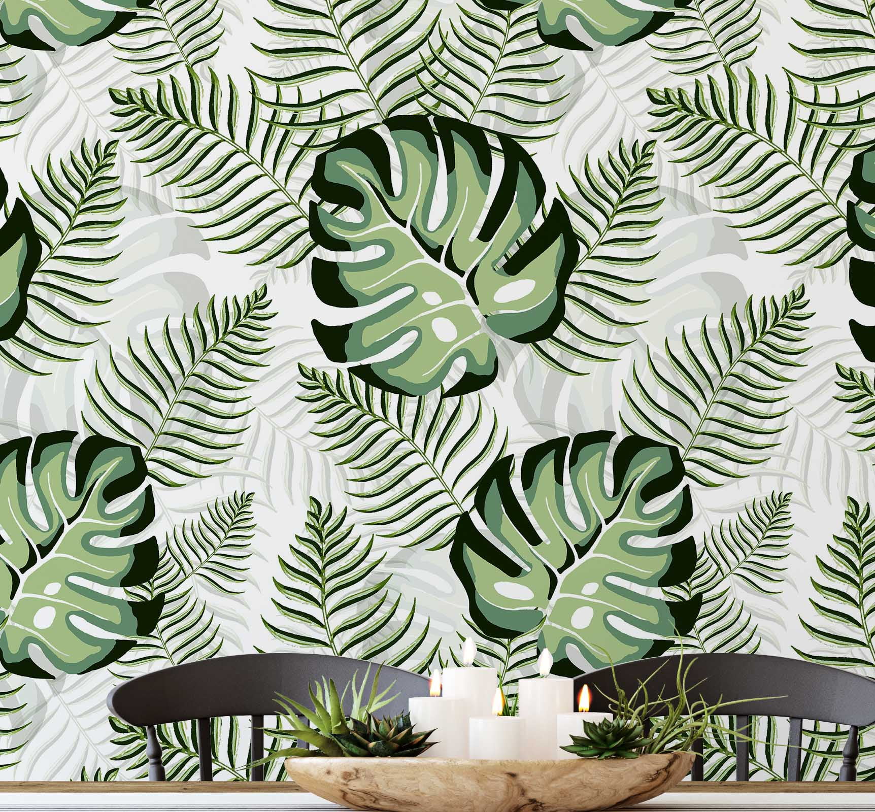 S4Sassy Peel & Stick Vinyl Wallpaper, Chic Monstera Jungle Wallpaper ...