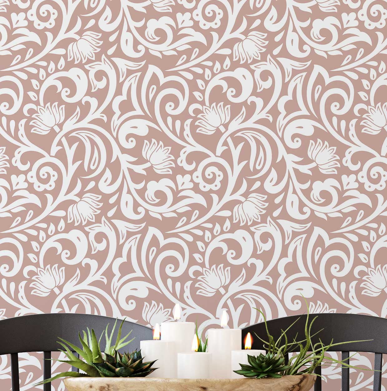 S4Sassy Peel & Stick Vinyl Wallpaper, Classic Motif Floral Wallpaper ...