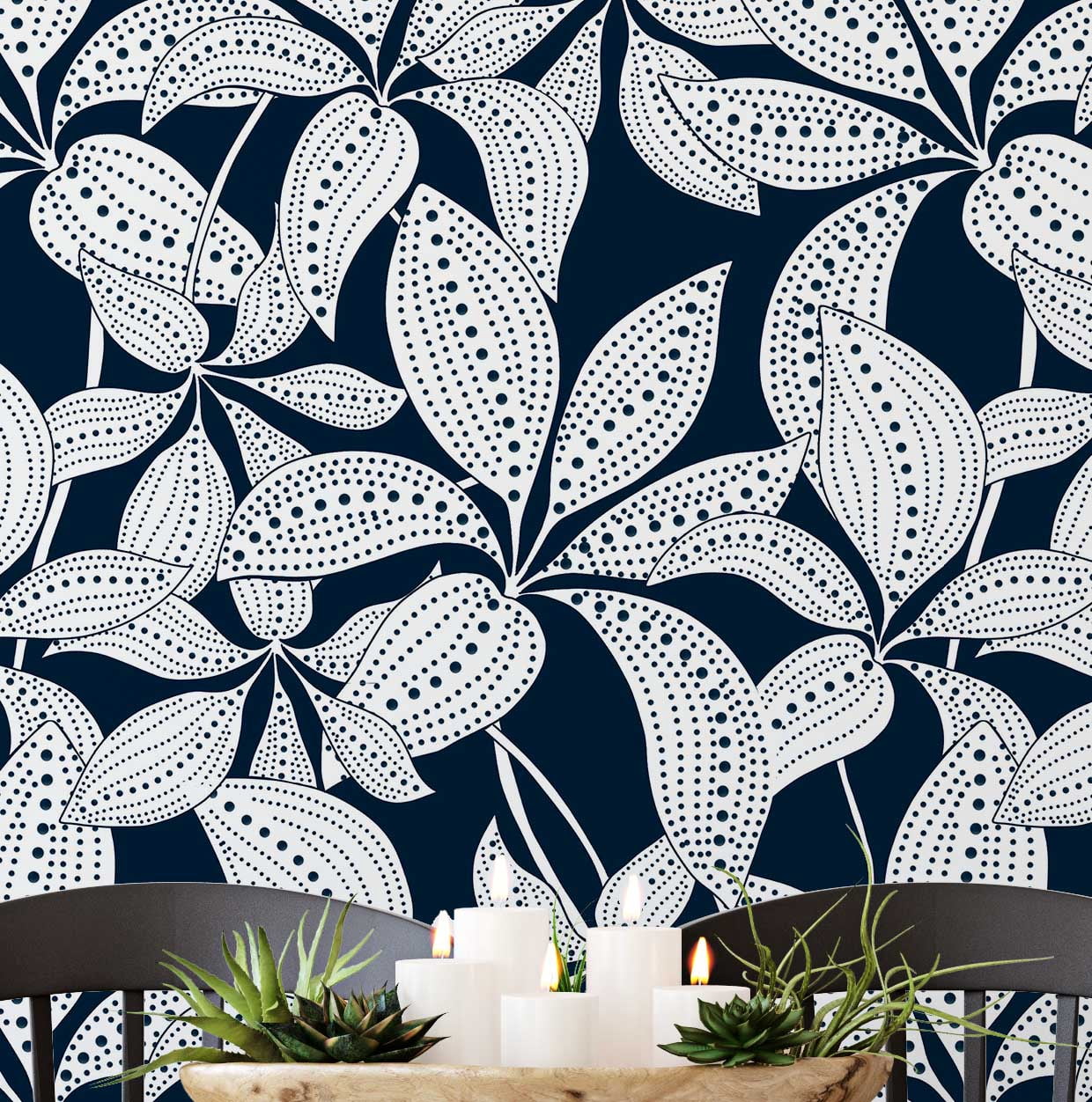 S4Sassy Peel & Stick Vinyl Wallpaper, Dotted Leaf Wallpaper Contact ...