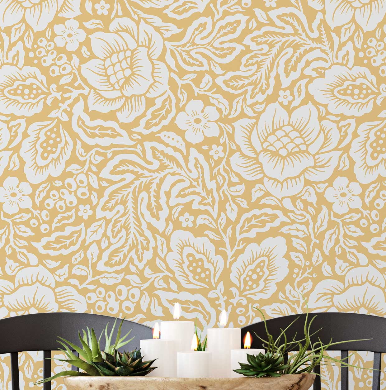 S4Sassy Peel & Stick Vinyl Wallpaper, Ethnic Floral Wallpaper Contact ...