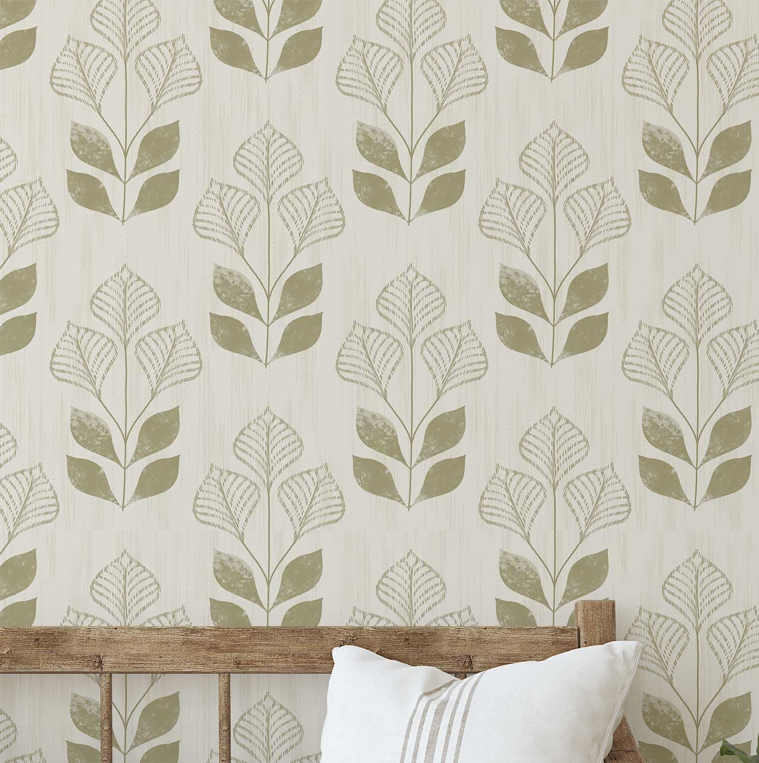 S4Sassy Peel & Stick Vinyl Wallpaper, Leaf Block Print Wall Paper ...
