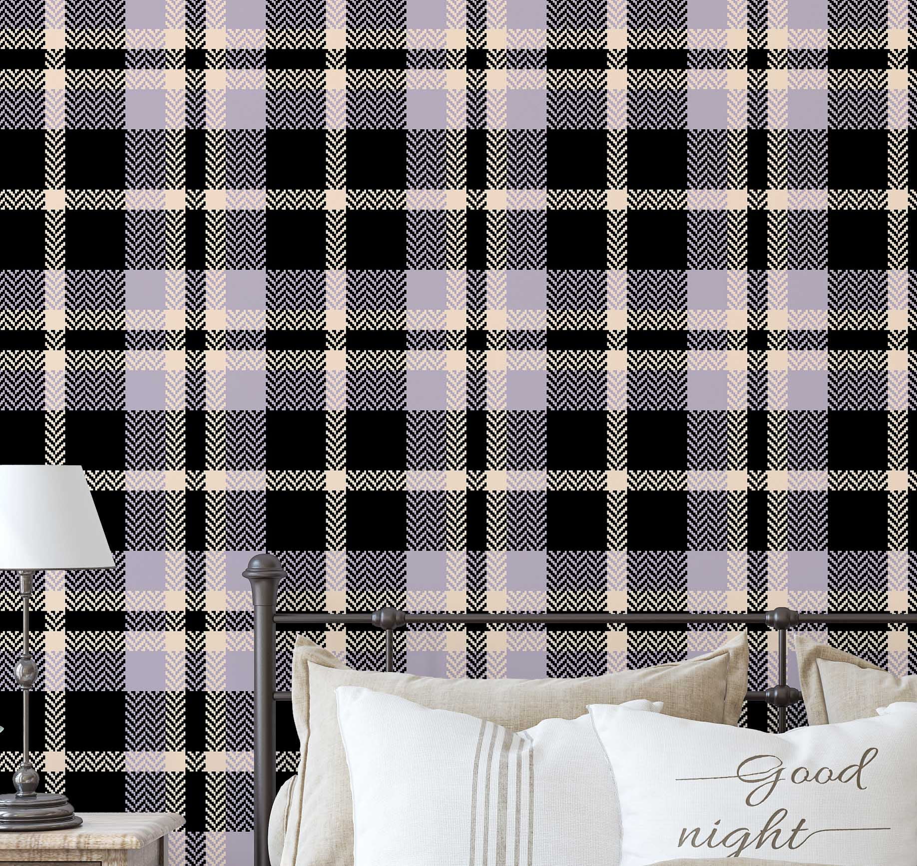 S4Sassy Peel & Stick Vinyl Wallpaper, Urban Chic Colorful Plaid Print ...