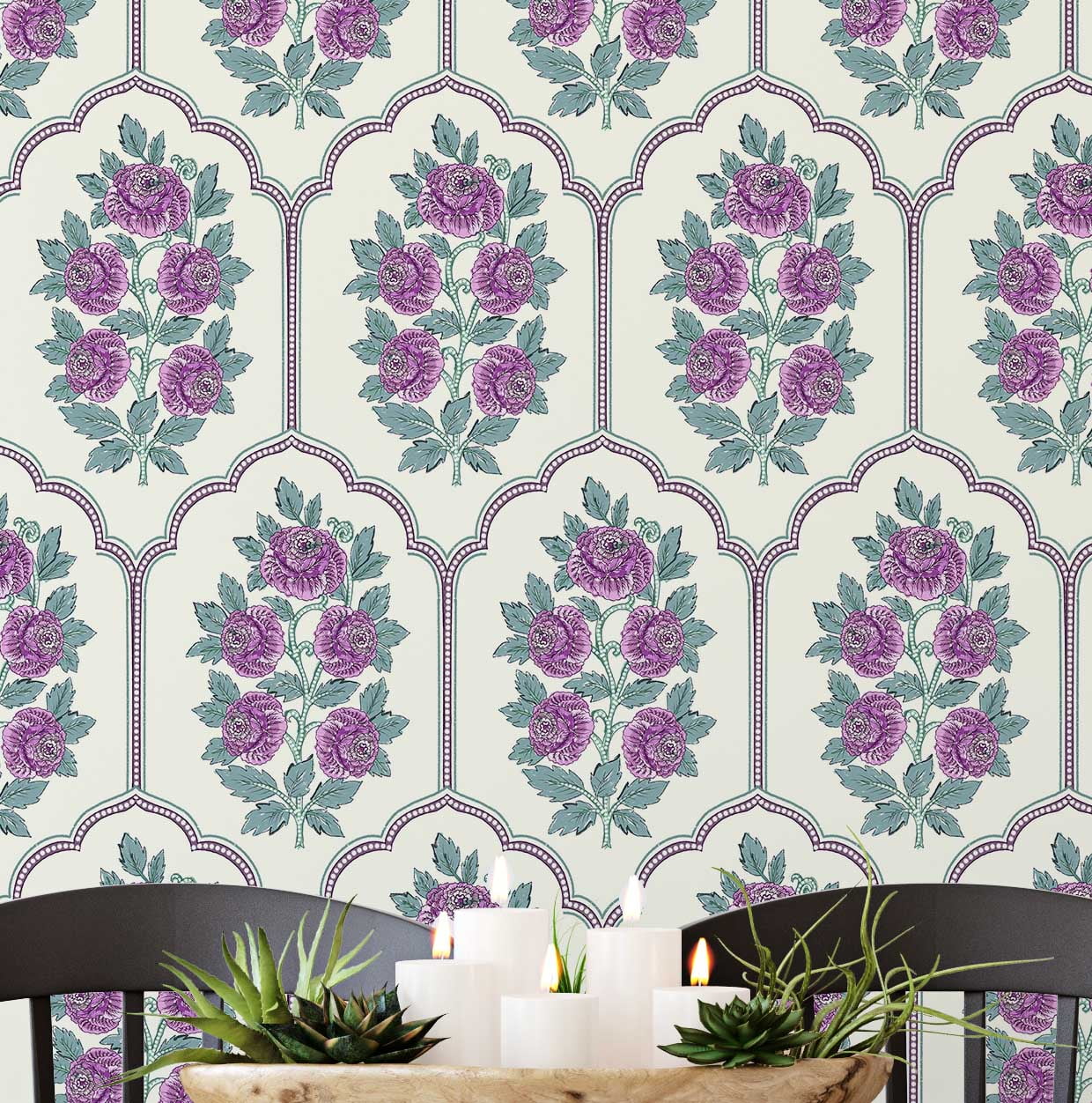 S4Sassy Peel And Stick Wall Covering, Arch Floral Print Removable Wall ...