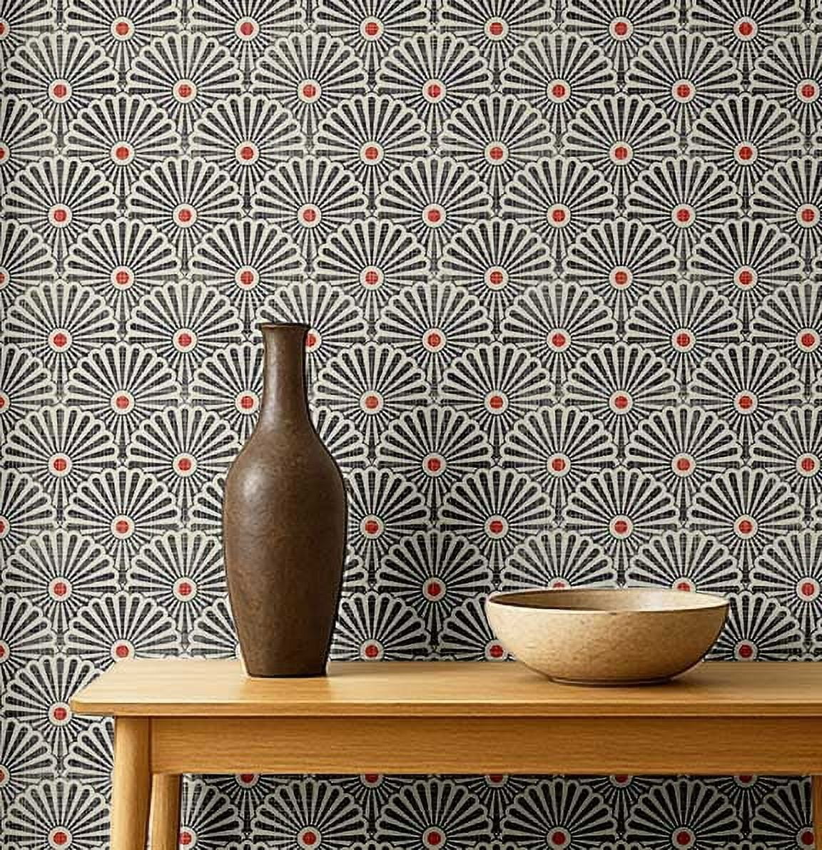 S4Sassy Peel and Stick Wall Covering, Art Deco Floral Fan Removable ...