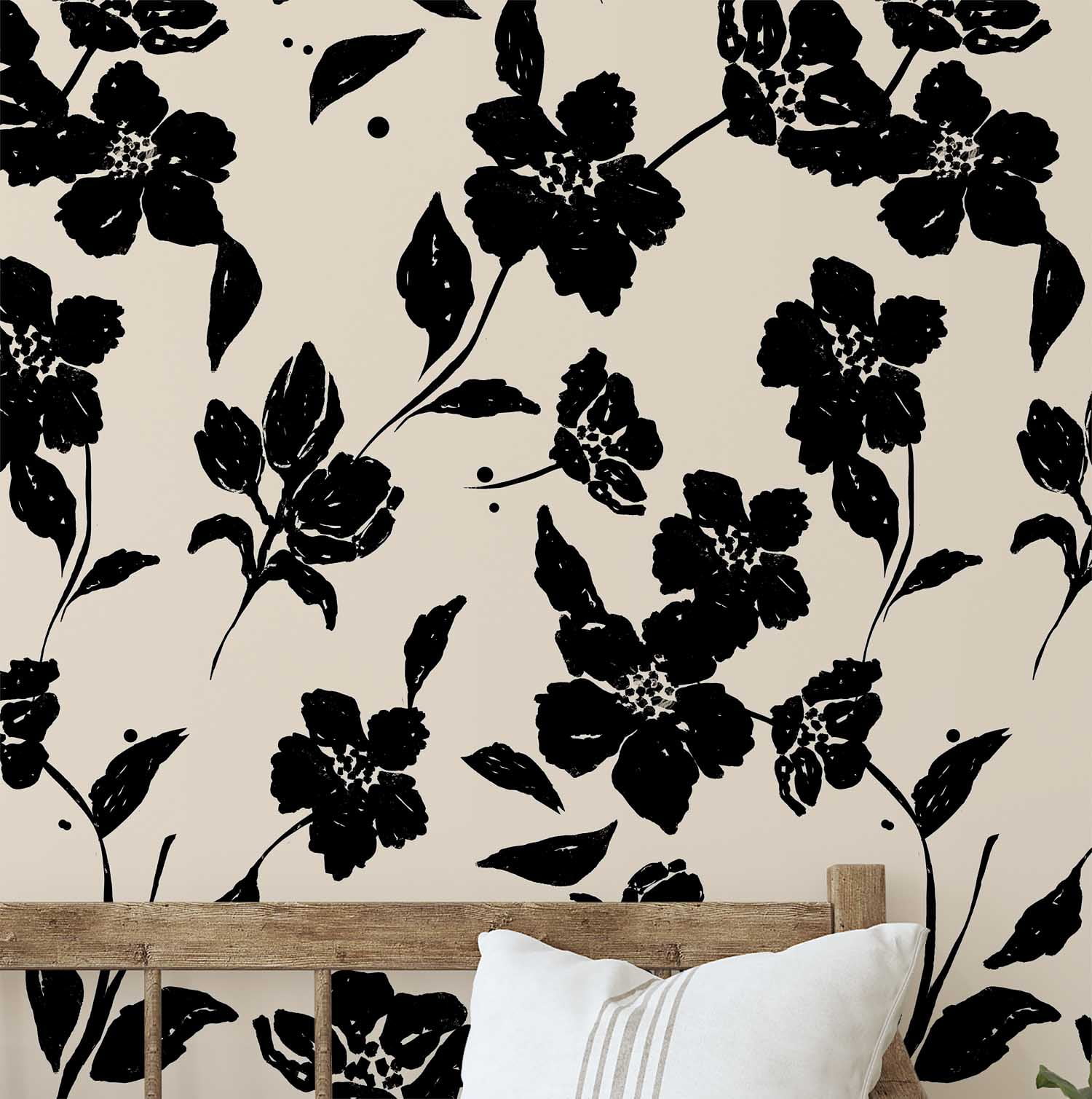 S4Sassy Peel and Stick Wall Covering, Beige Blossom Wallpaper Removable ...