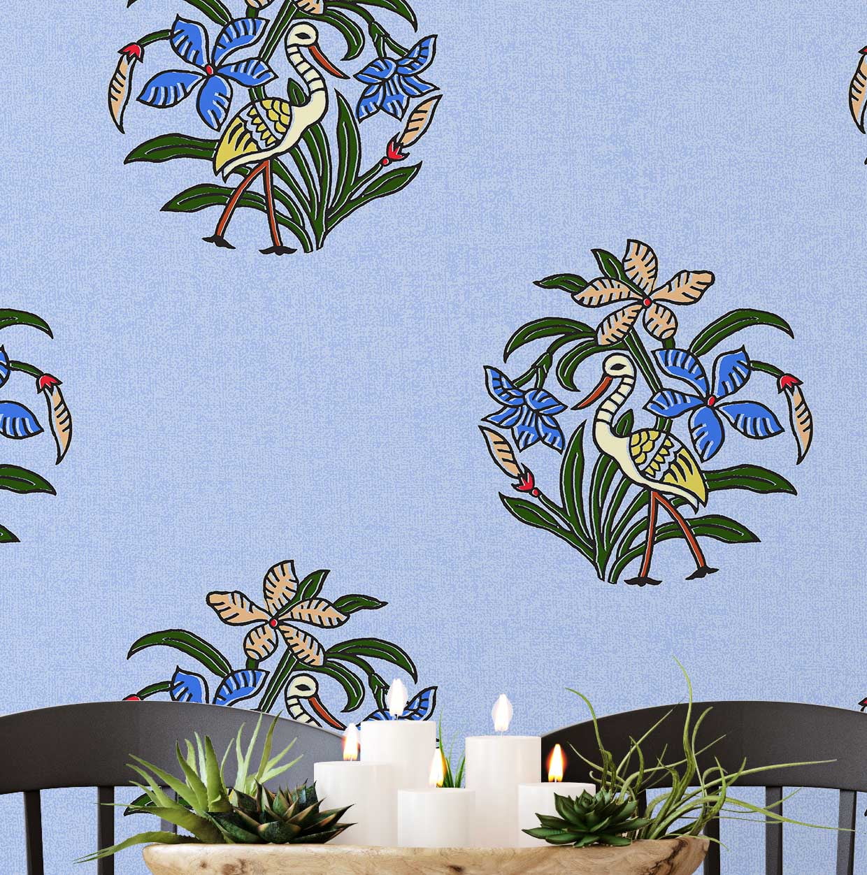 S4Sassy Peel And Stick Wall Covering, Bird Paradise Print Removable ...