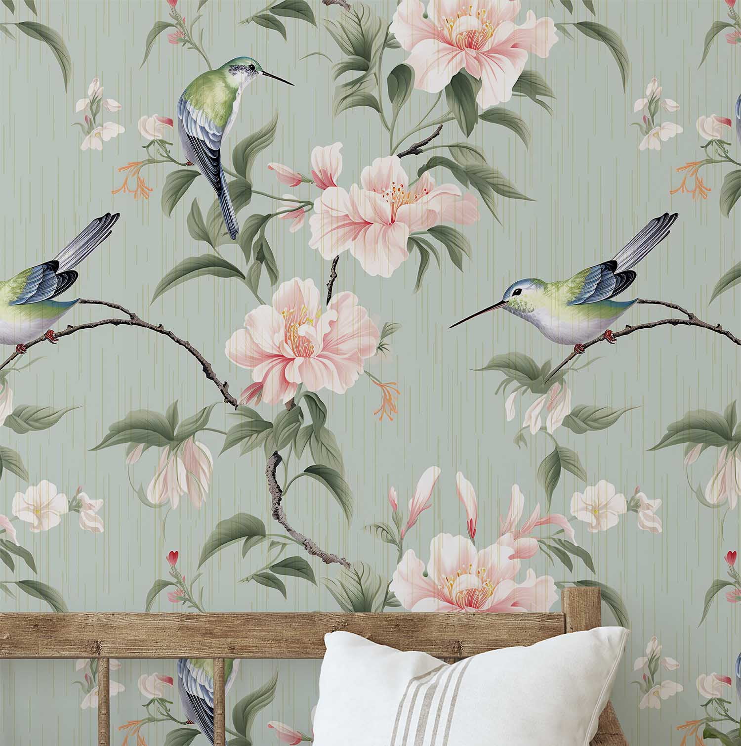 S4Sassy Peel And Stick Wall Covering, Blossom & Bird Removable Wallwrap ...