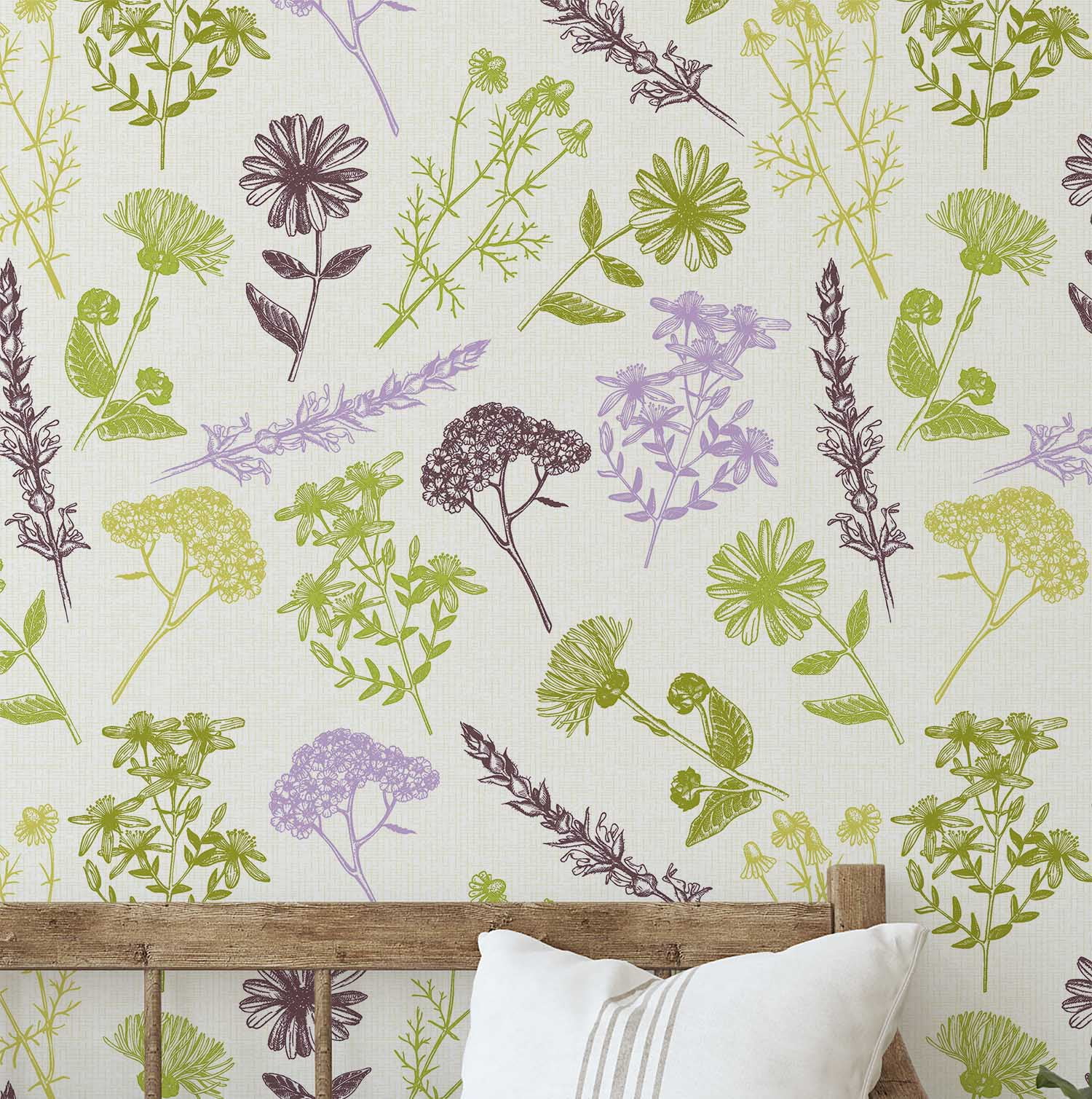 S4Sassy Peel And Stick Wall Covering, Botanical Floral Print Removable ...