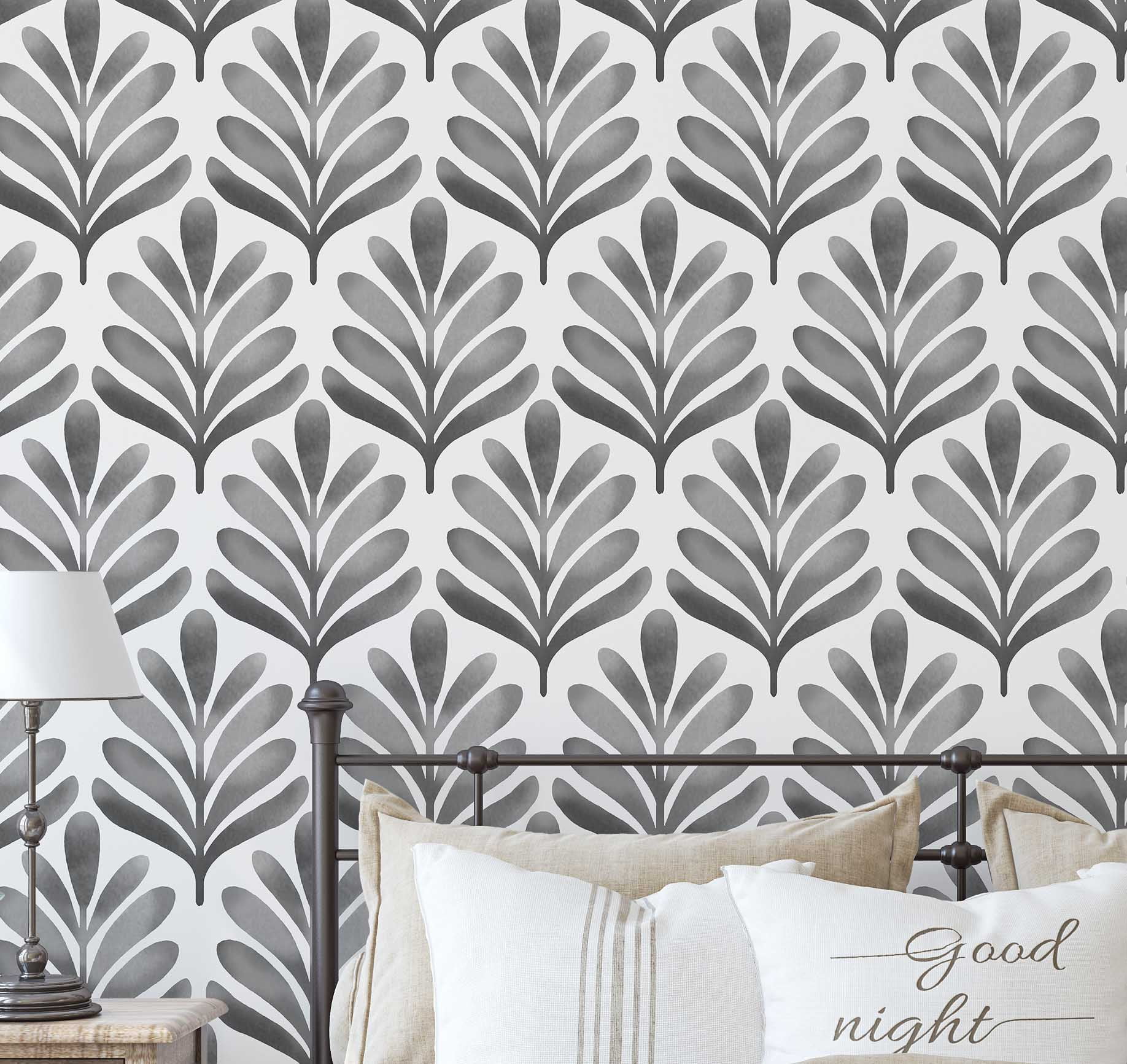 S4Sassy Peel and Stick Wall Covering, Botanical Leaf Motif Removable ...