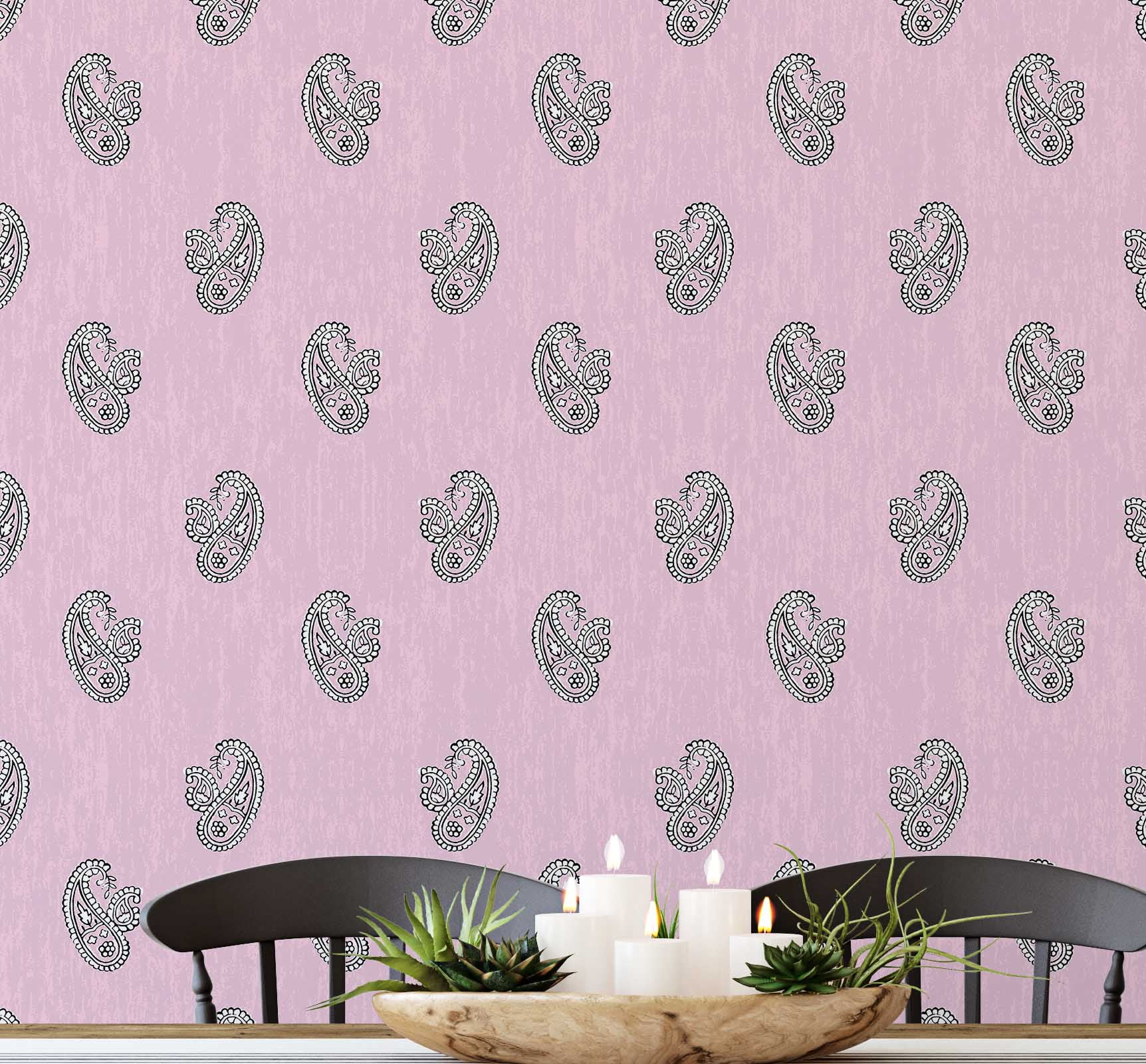 S4Sassy Peel and Stick Wall Covering, Buta Paisley Removable Wall Wrap ...