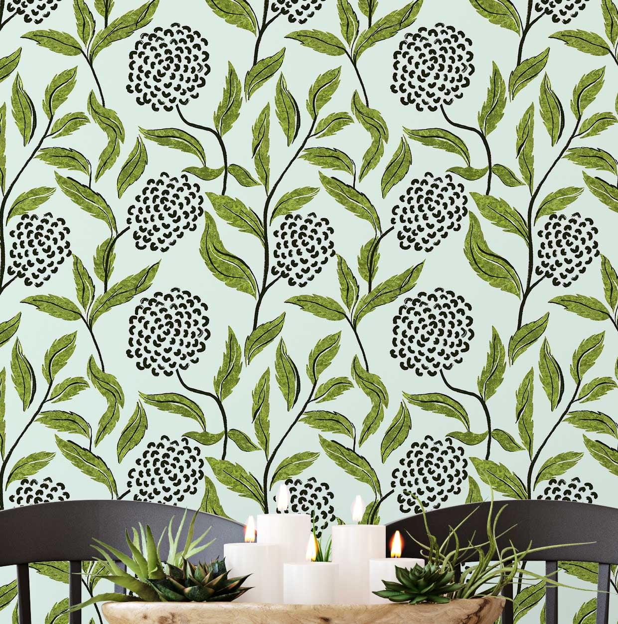 S4Sassy Peel and Stick Wall Covering, Chic Botanical Cluster Print ...
