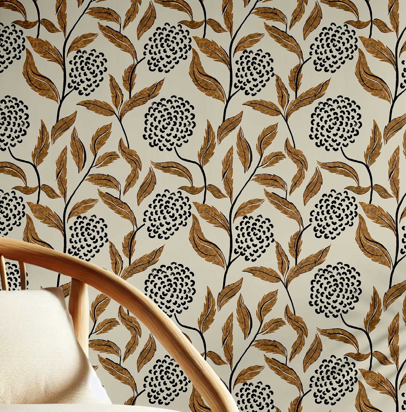 S4Sassy Peel and Stick Wall Covering, Chic Botanical Cluster Print ...