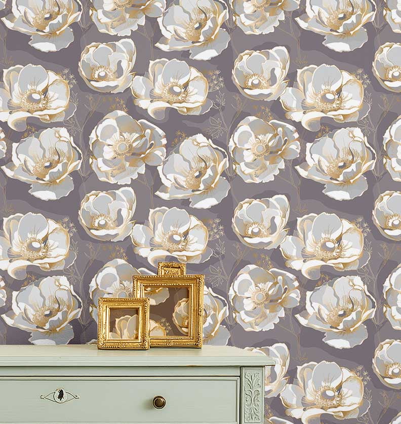 S4Sassy Peel and Stick Wall Covering, Chic Floral Bloom Print Removable ...