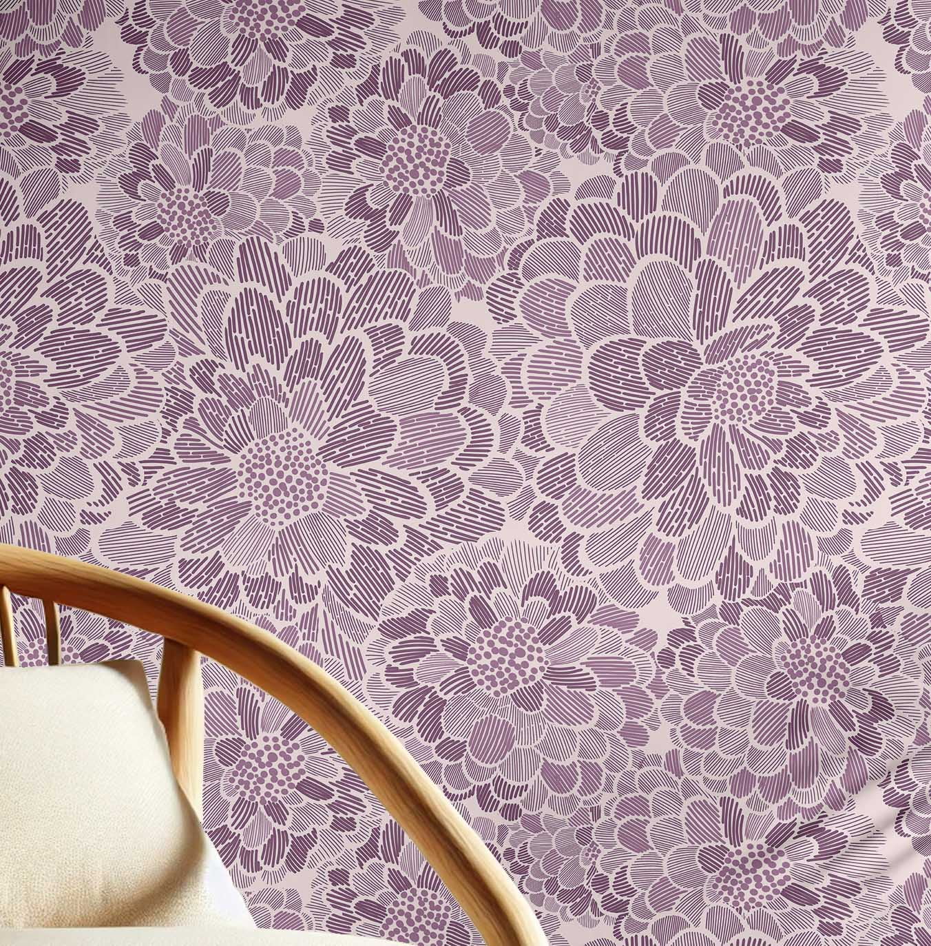 S4Sassy Peel and Stick Wall Covering, Chic Floral Print Removable Walls ...