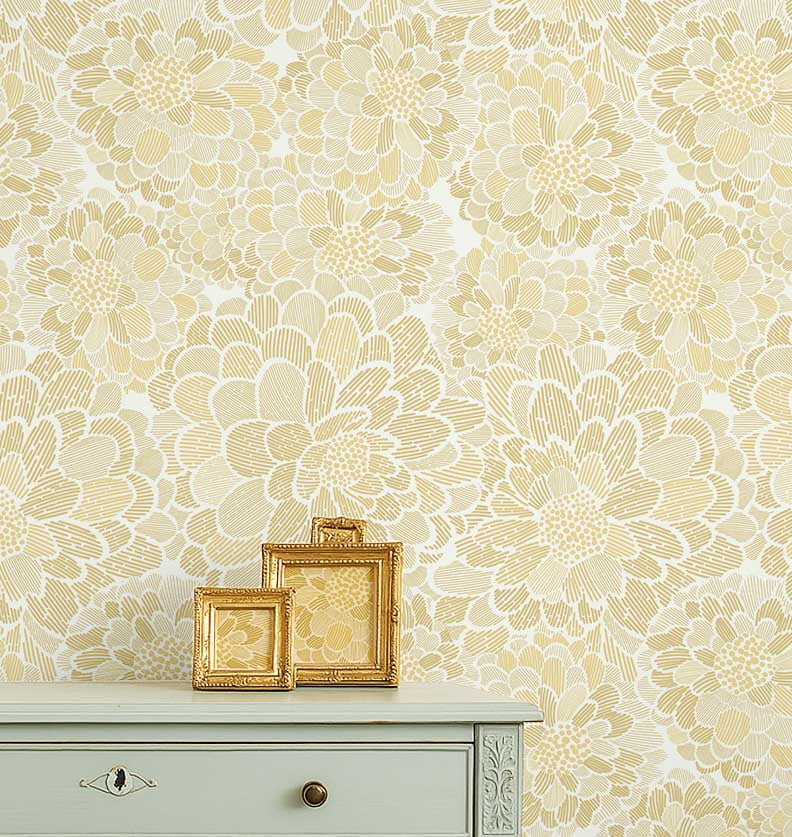 S4Sassy Peel and Stick Wall Covering, Chic Floral Print Removable Walls ...